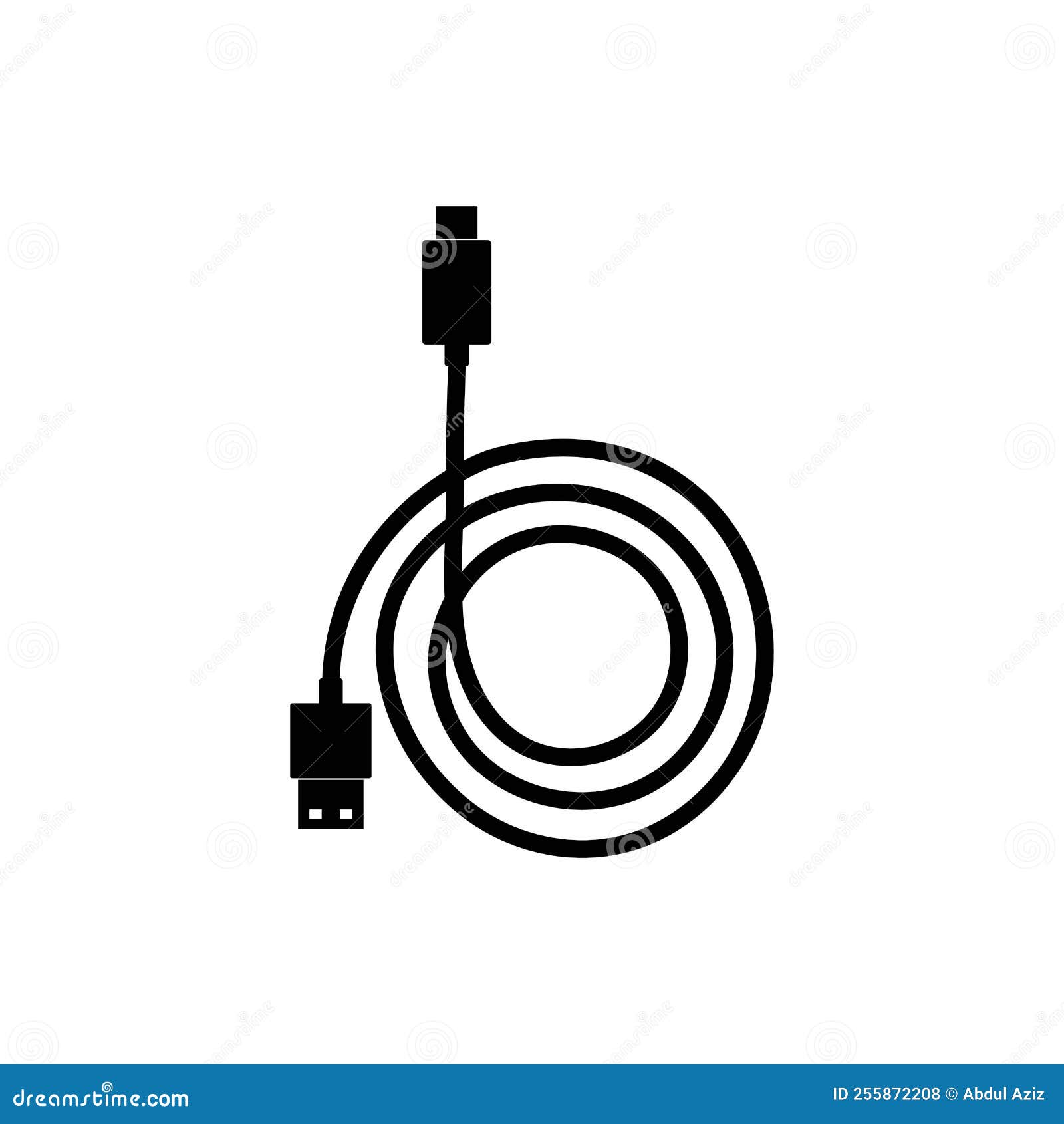 Usb cable icon vector stock vector. Illustration of port - 255872208