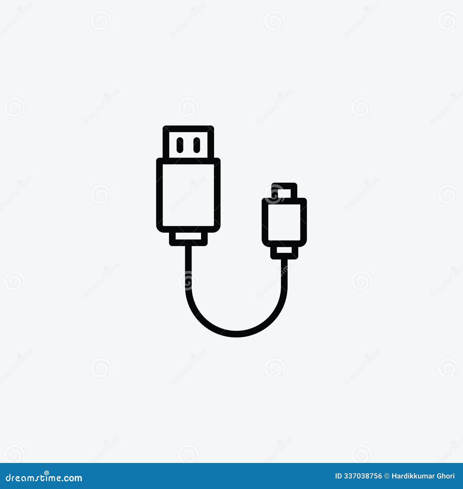 USB Cableline in Thin Line Black Color. Flat Simple Vector Symbols ...