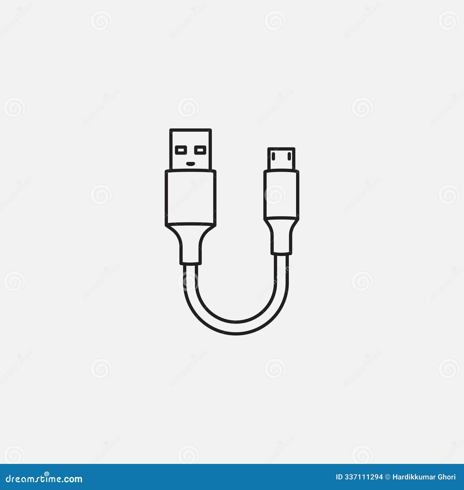 USB Cableline in Thin Line Black Color. Flat Simple Vector Symbols ...