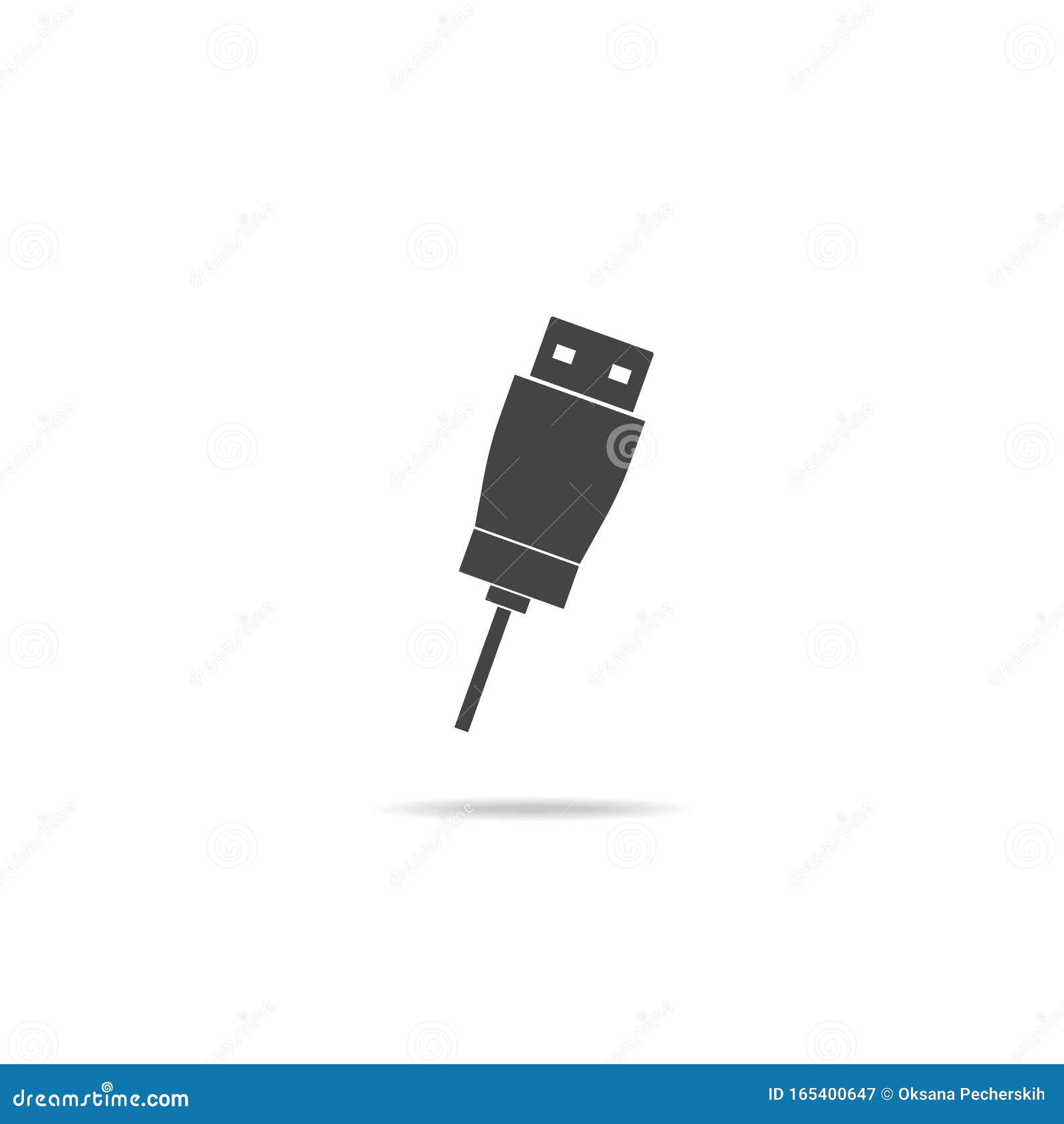 Usb Cable Icon on White Isolated Background. Layers Grouped for Easy ...