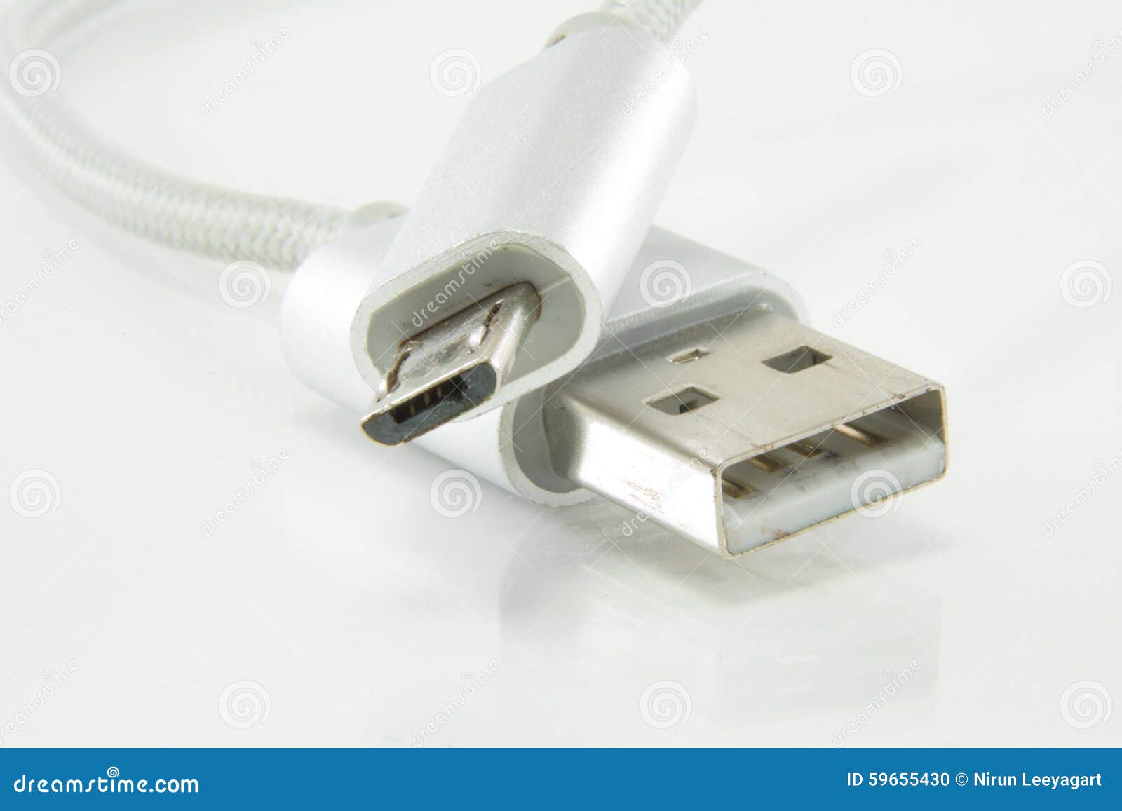 USB Cable and Micro Usb on White Background Stock Photo - Image of ...