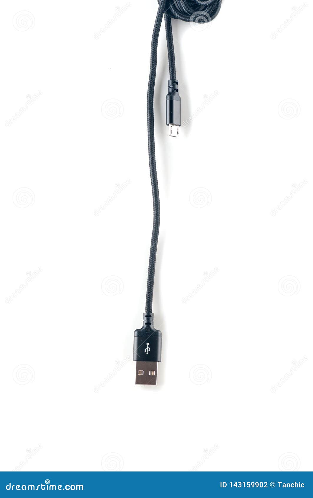 USB Cable and Mini Close Up on White Stock Photo - Image of connection ...