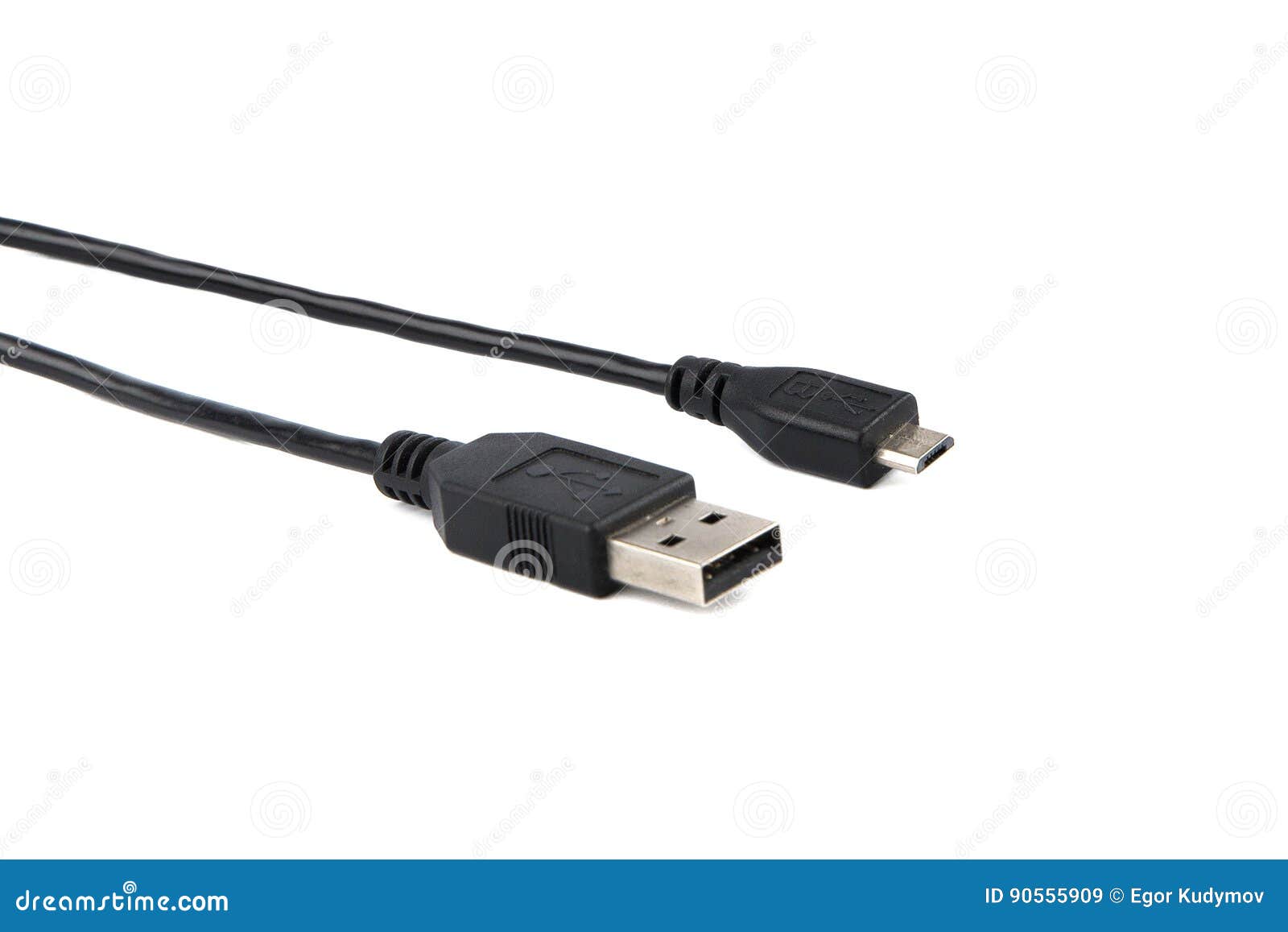 USB Cable Normal and Micro Isolated on White Stock Image - Image of ...