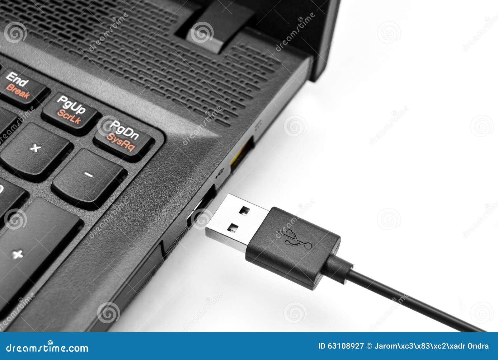 USB cable with notebook stock image. Image of mail, monitor - 63108927