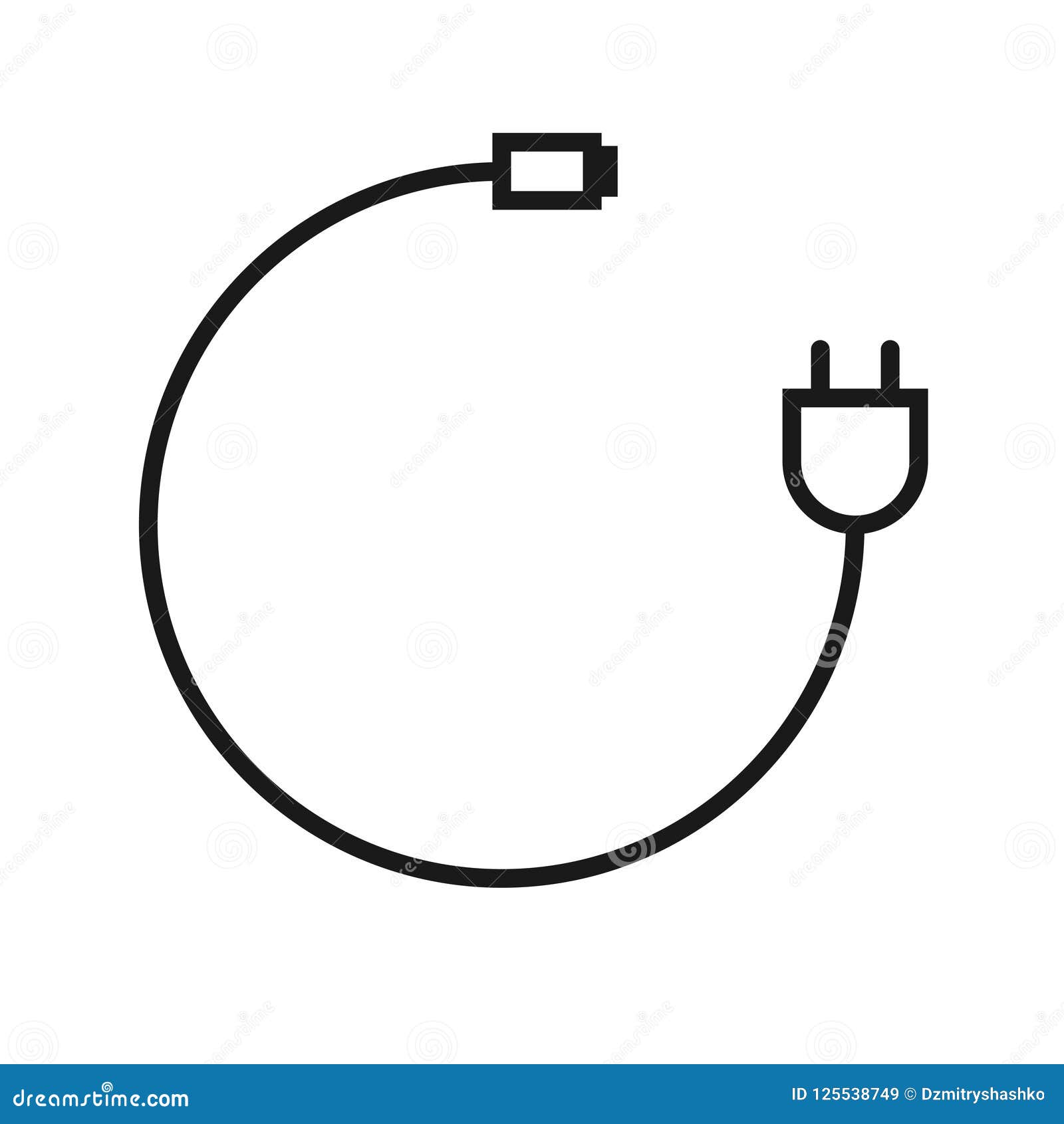 USB cable outline icon stock vector. Illustration of flat - 125538749