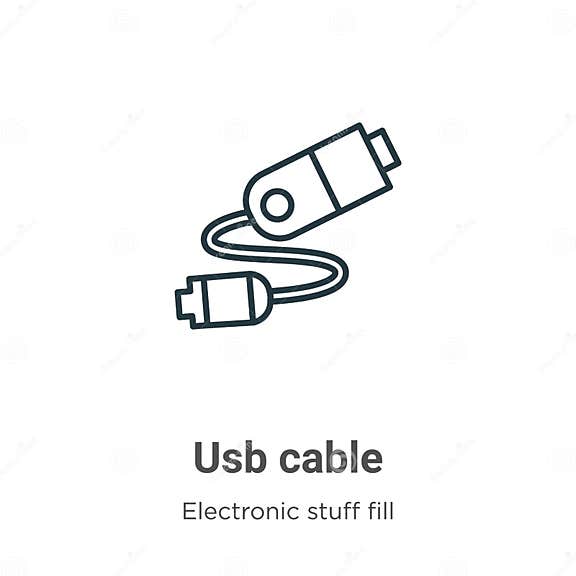 Usb Cable Outline Vector Icon. Thin Line Black Usb Cable Icon, Flat ...