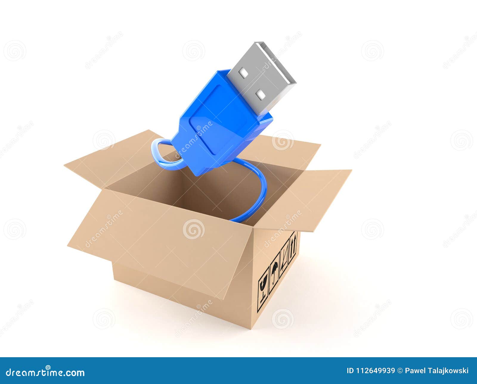 USB cable with package box stock illustration. Illustration of packing ...