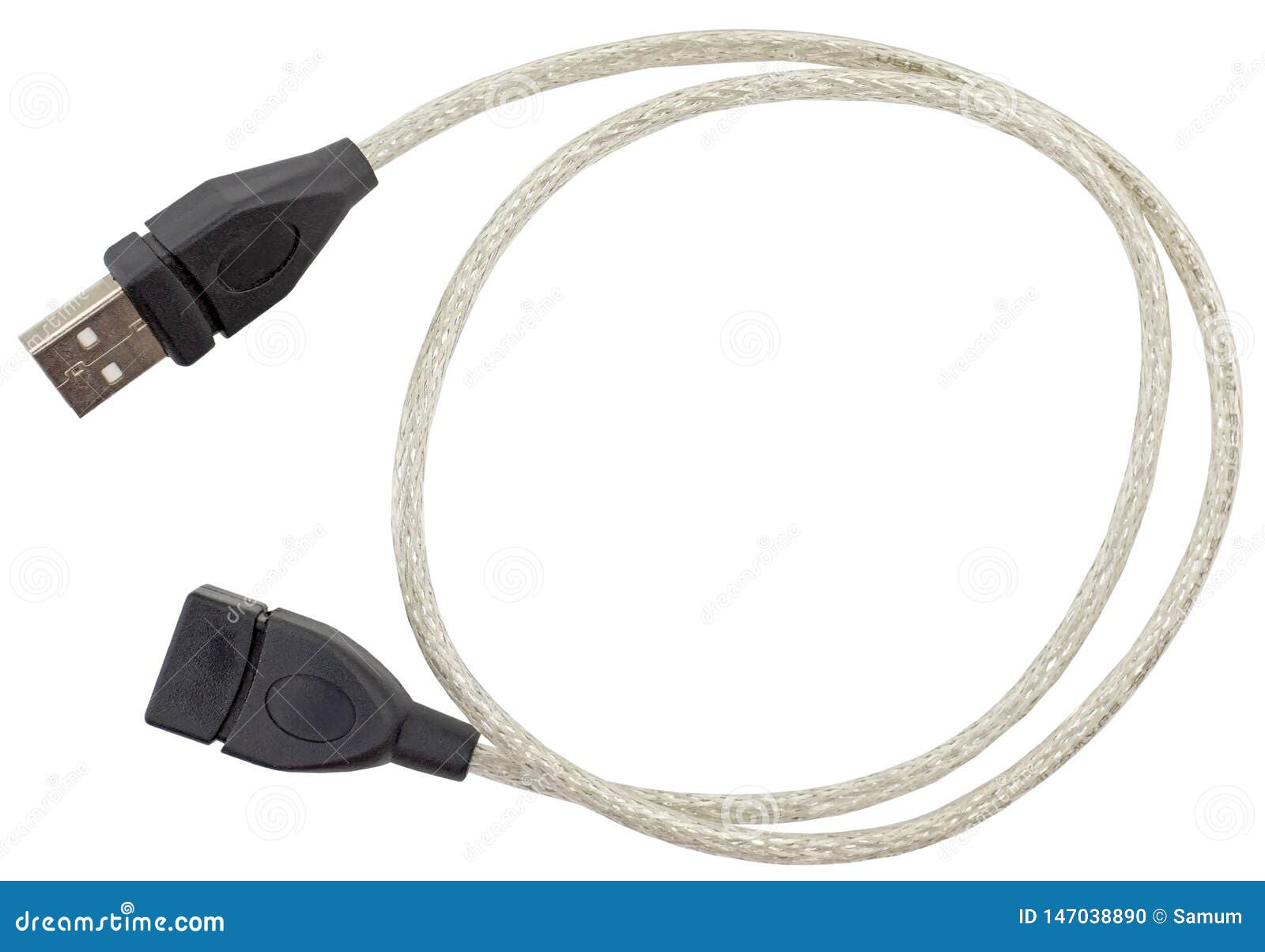 USB Cable Plug Isolated on White Stock Photo - Image of cable ...