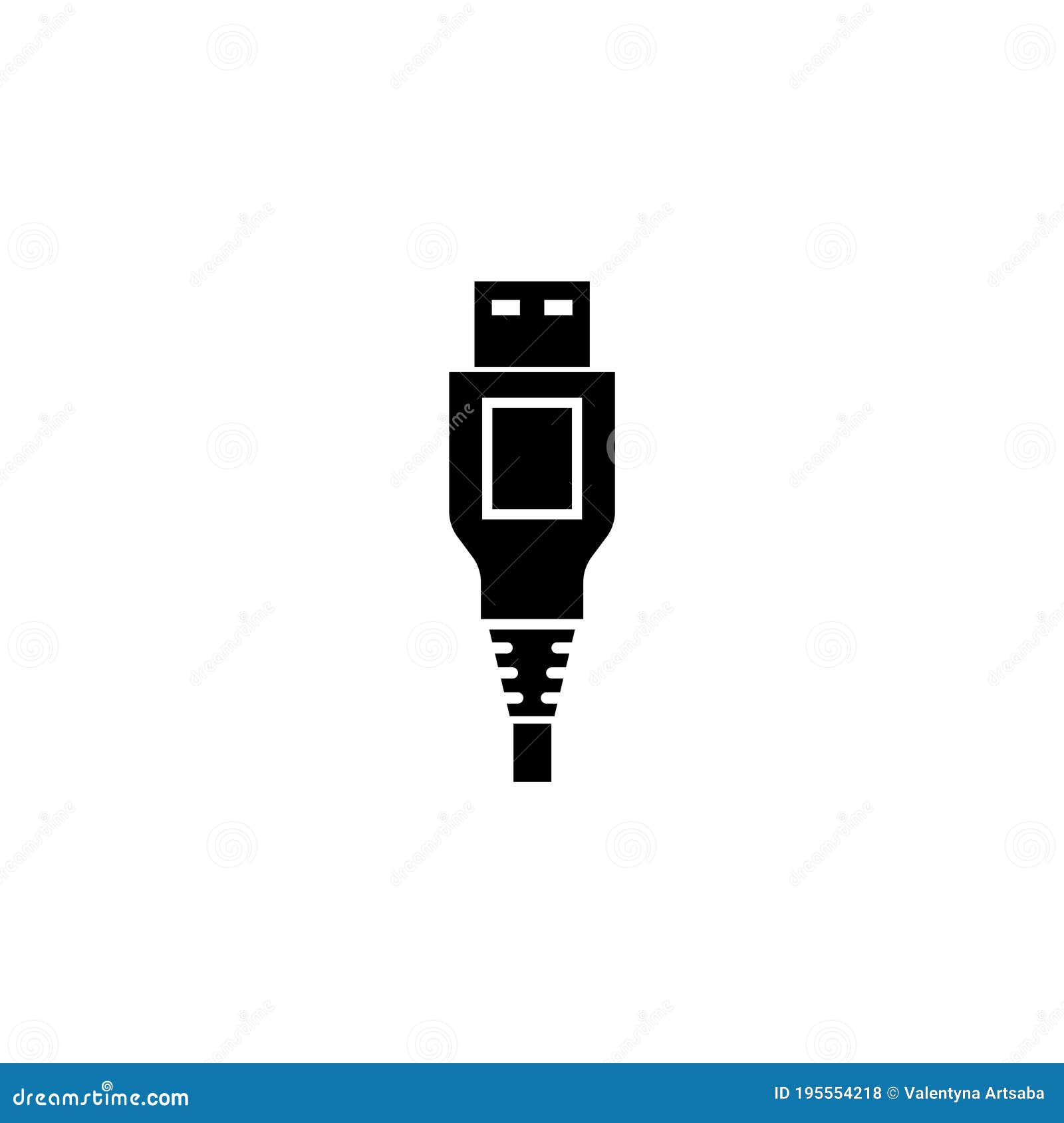 USB Cable Plug Power Connector Type a. Flat Vector Icon Illustration ...