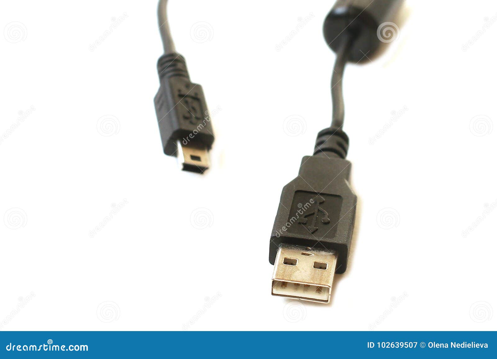 USB Cable Plug Isolated on White Background Stock Image - Image of ...