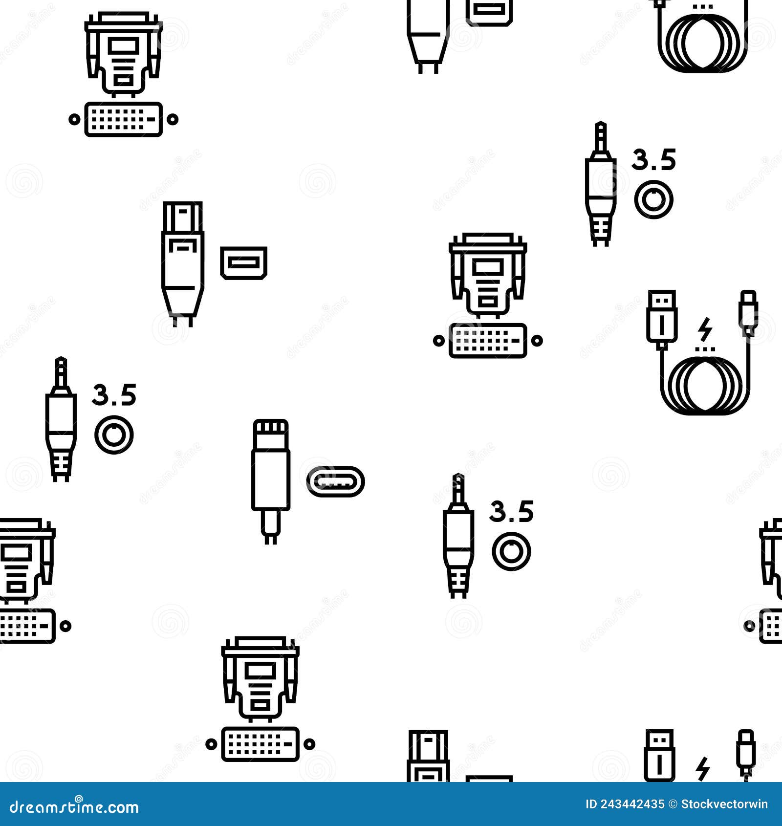 Usb Cable and Port Purchases Vector Seamless Pattern Stock Vector ...