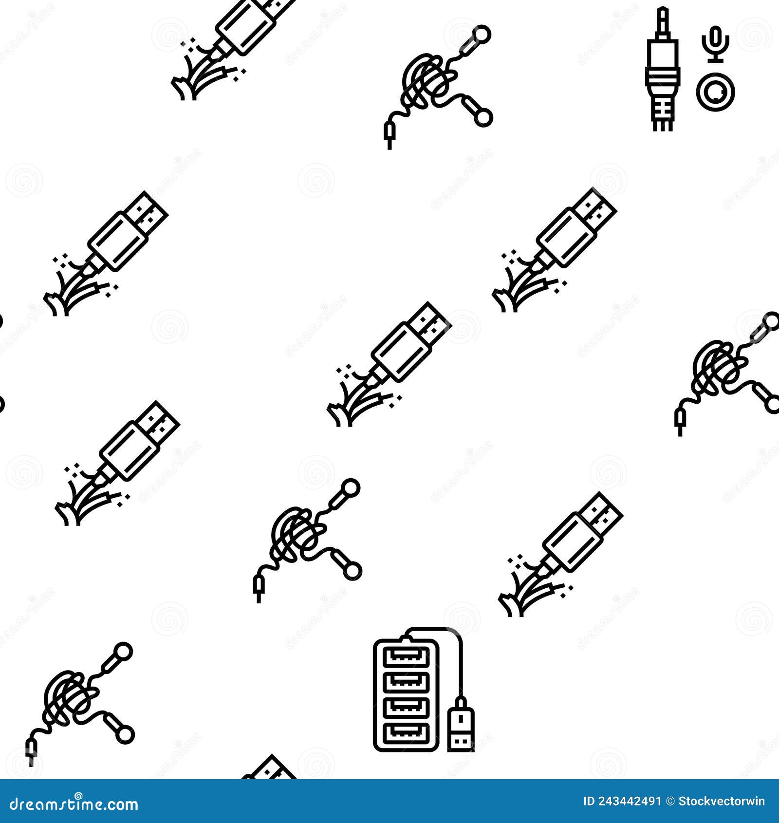 Usb Cable and Port Purchases Vector Seamless Pattern Stock Vector ...