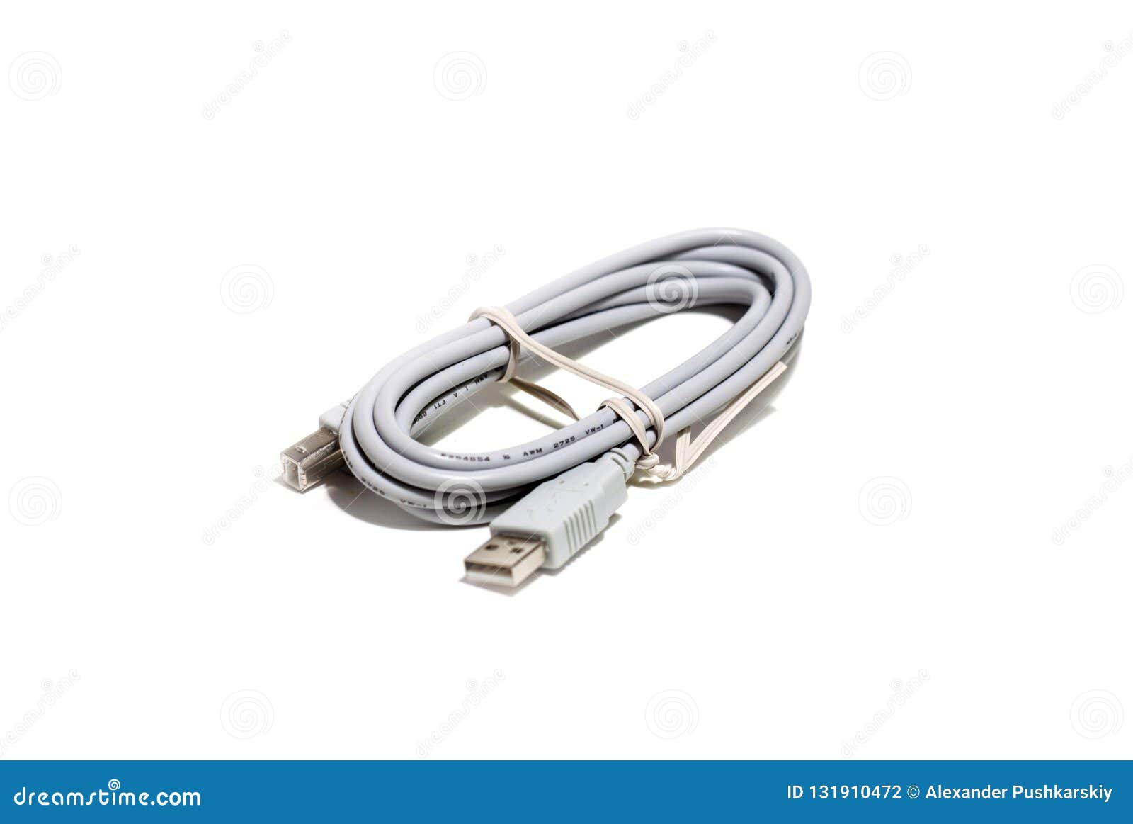 USB Cable for Printer on a White Background Stock Photo - Image of ...