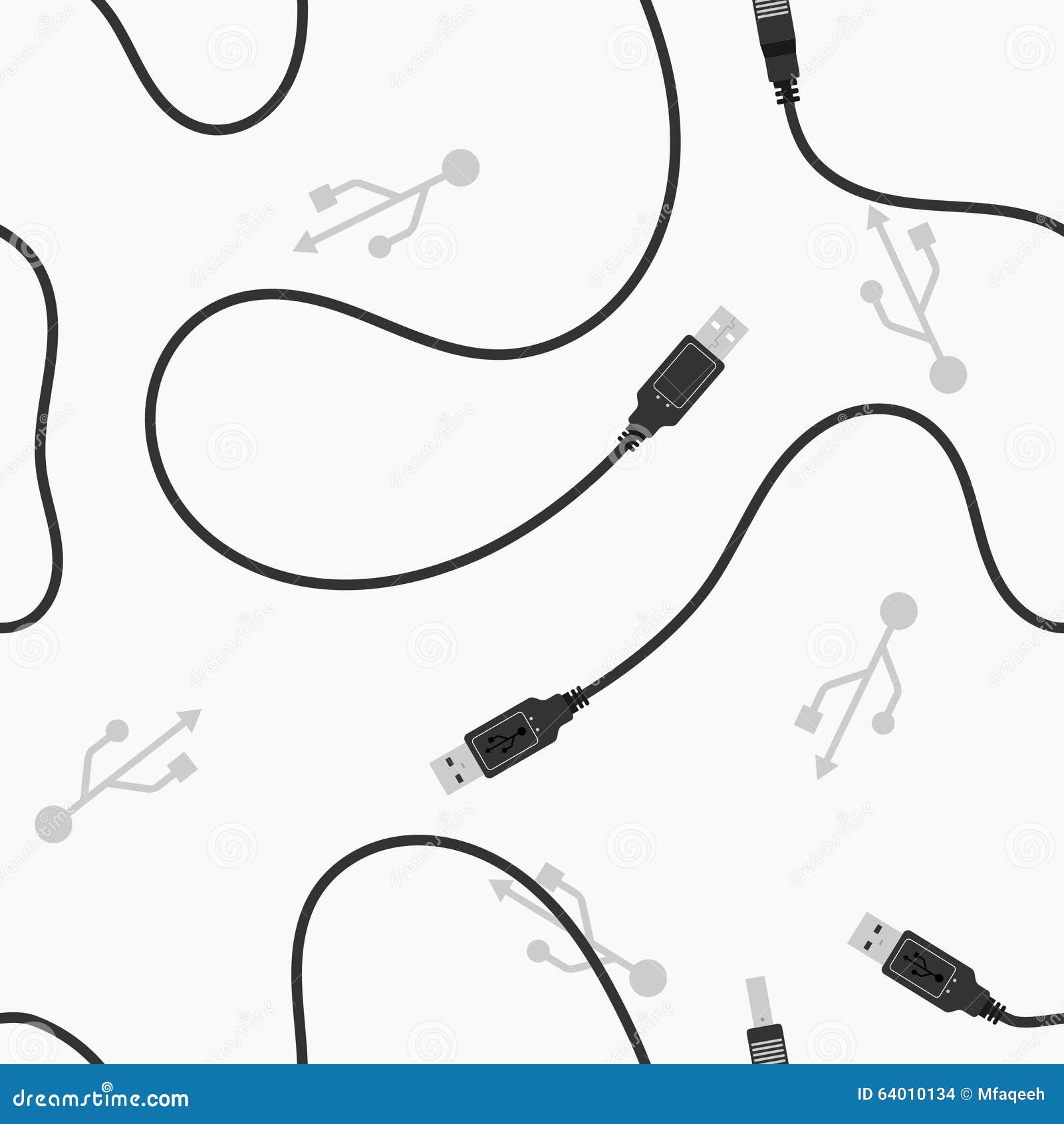 USB Cable Seamless Pattern stock vector. Illustration of computer ...