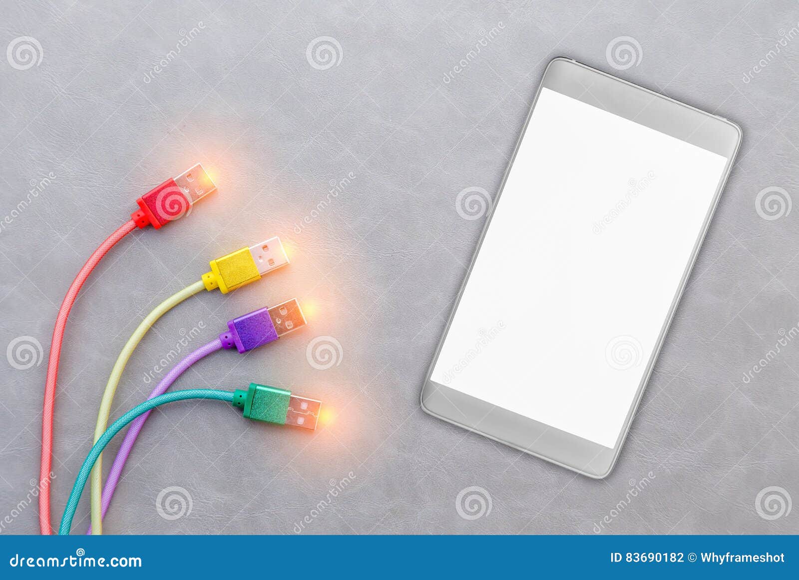 USB Cable for Smartphone on Grey Background. Stock Photo - Image of ...