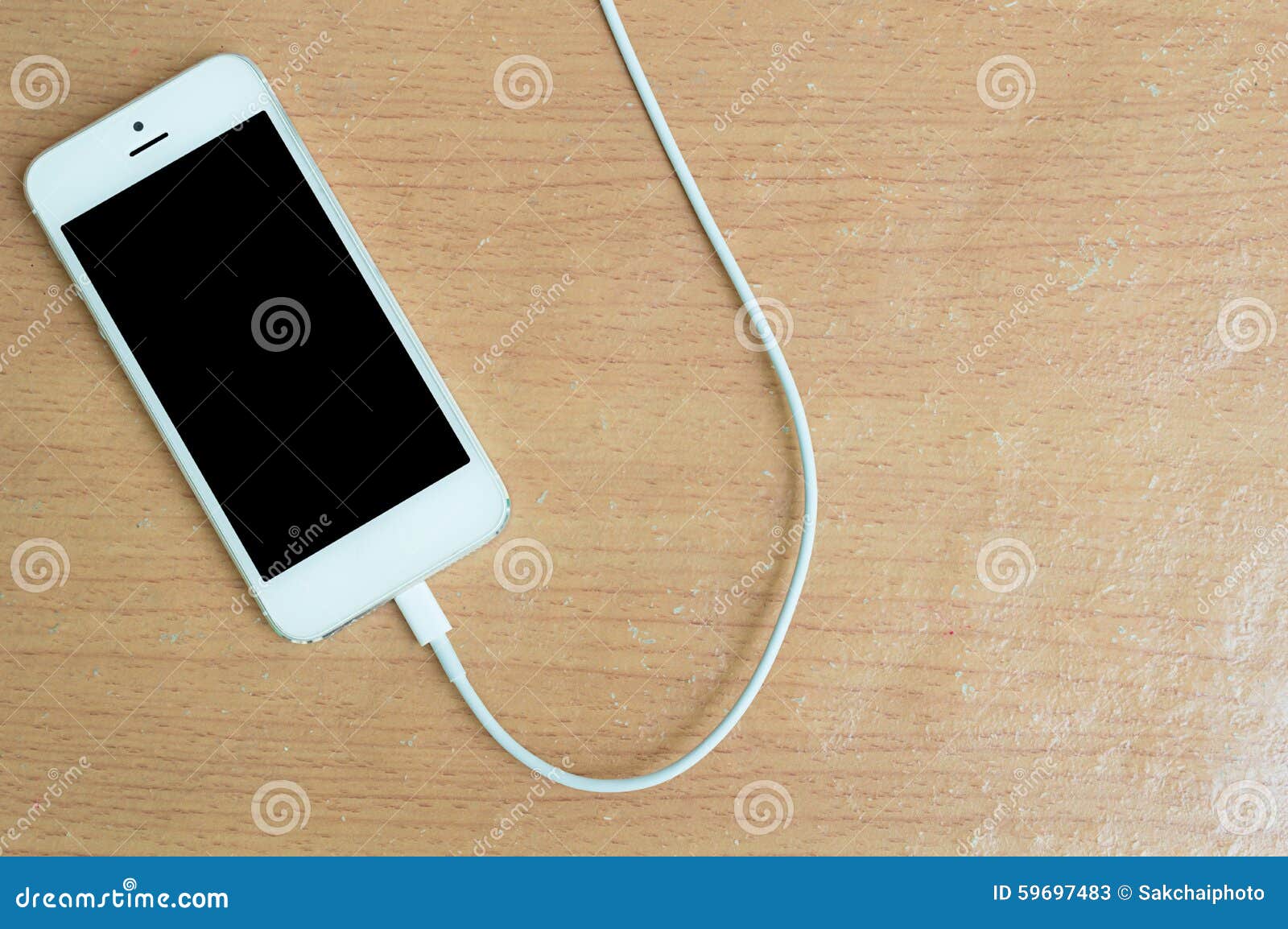 USB Cable with Smartphone on Wood Table Stock Image - Image of screen ...
