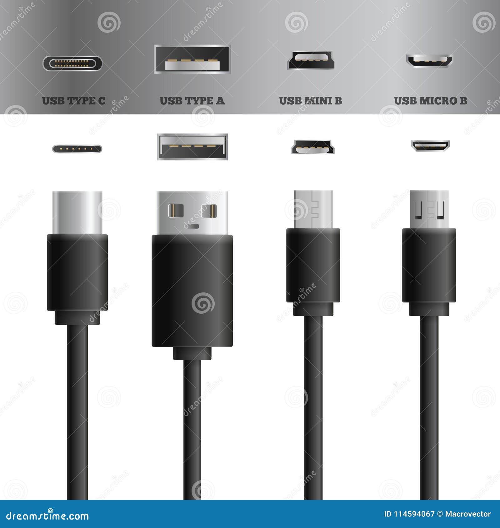USB Cable Socket Set stock vector. Illustration of computer - 114594067