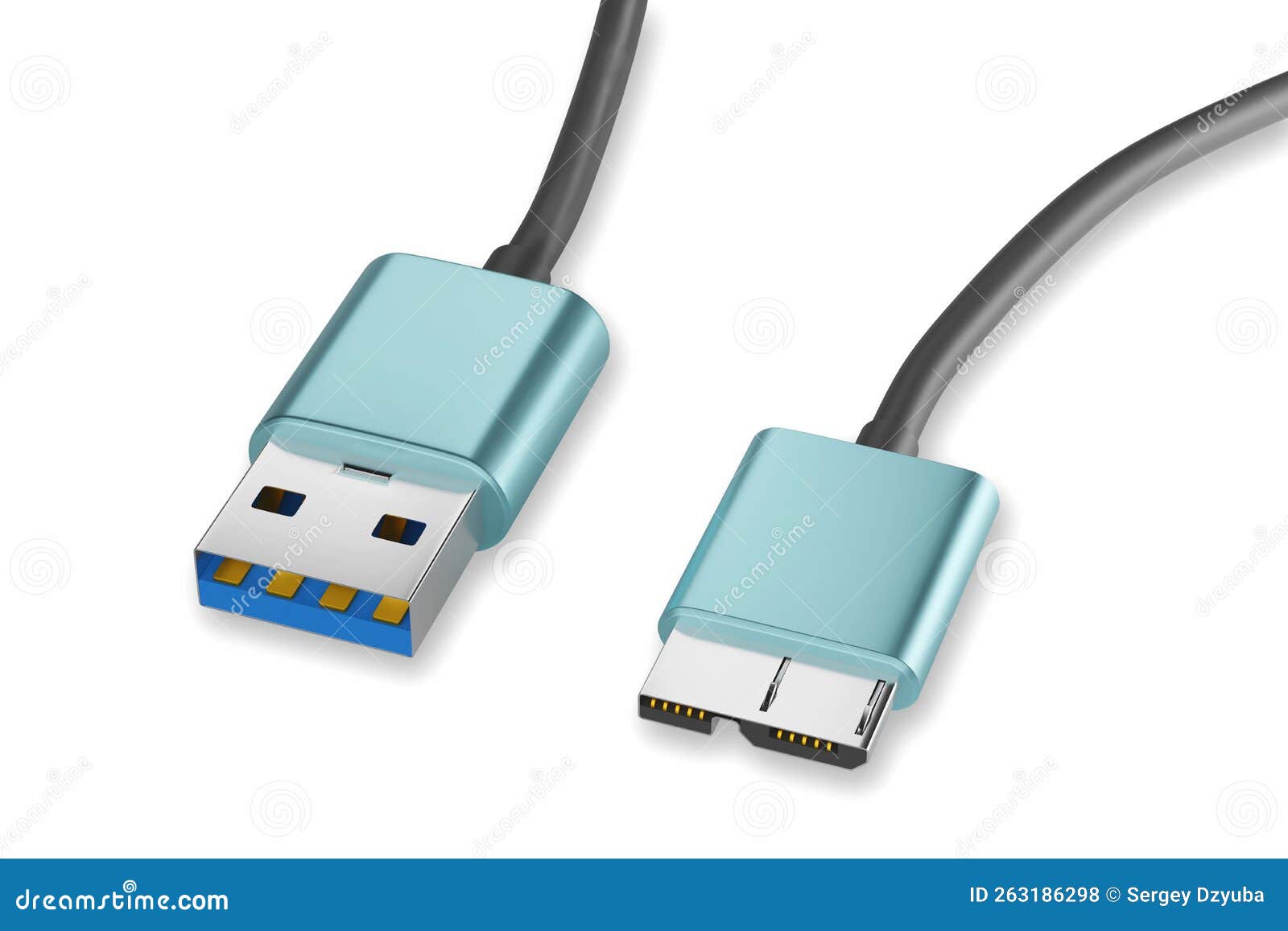 USB 3.0 Cable Type a - Micro-B Stock Photo - Illustration of render ...
