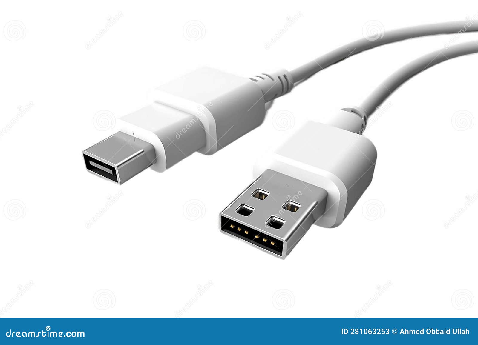 USB Cable Type-a and Type-C Plugs Isolated on Transparent Background ...
