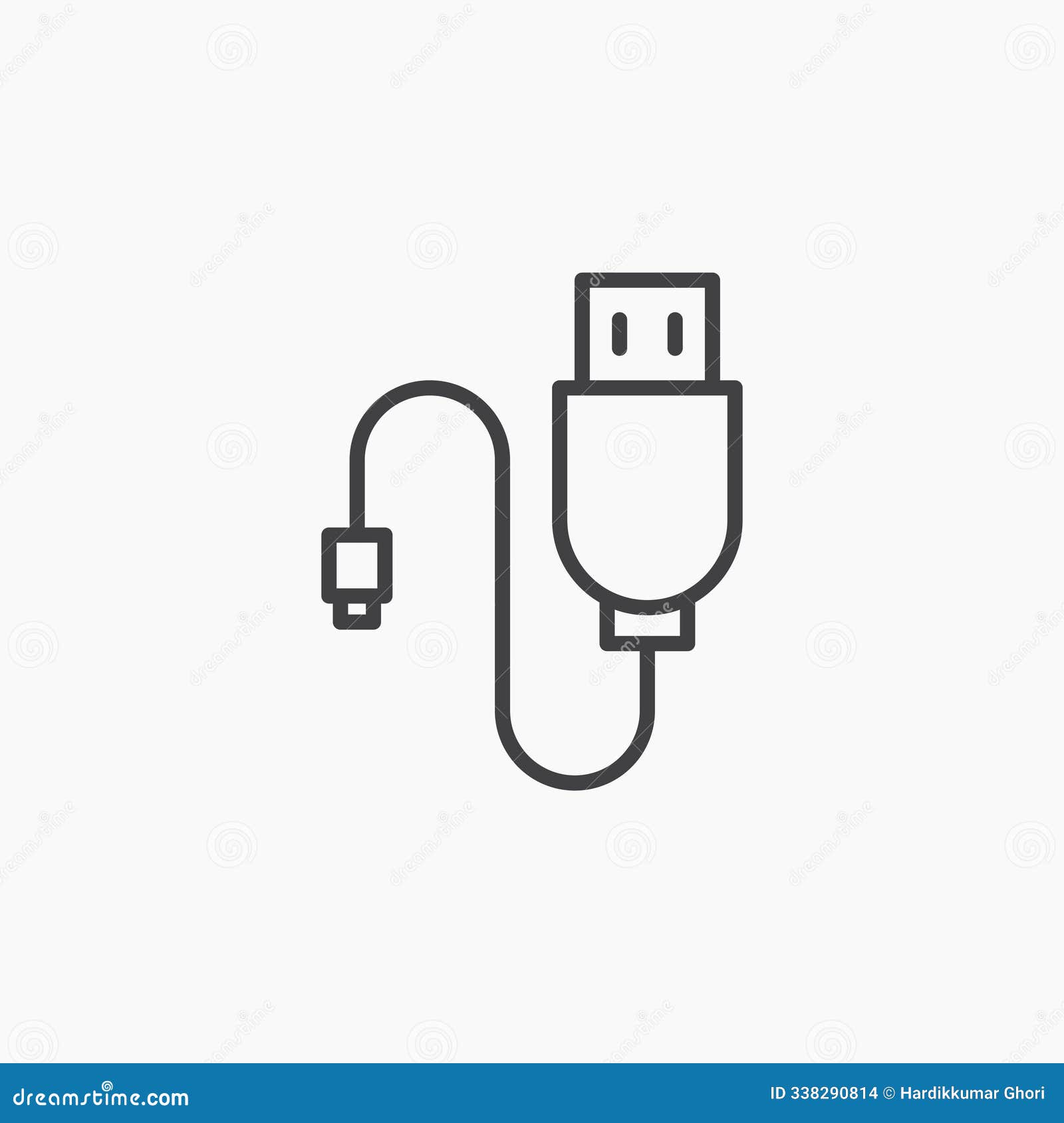 USB Cableline in Thin Line Black Color. Flat Simple Vector Symbols ...
