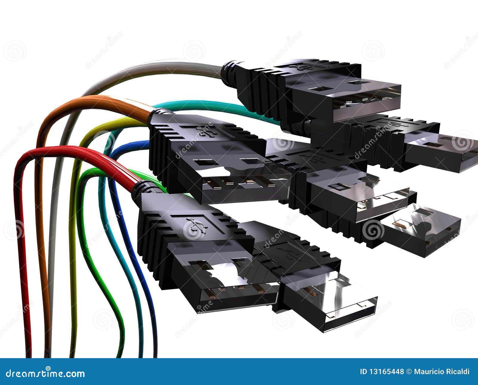 Usb cables stock illustration. Illustration of cyan, technology - 13165448