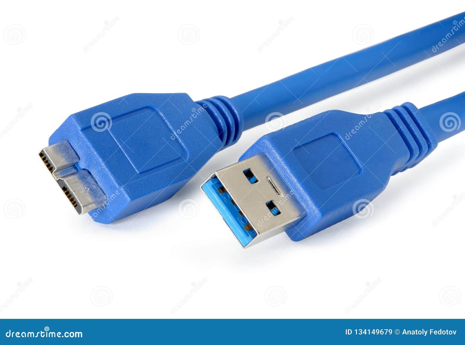 Usb 3 0 Cables Azules Con Connectoris Micro De B En Blanco Imagen de ...
