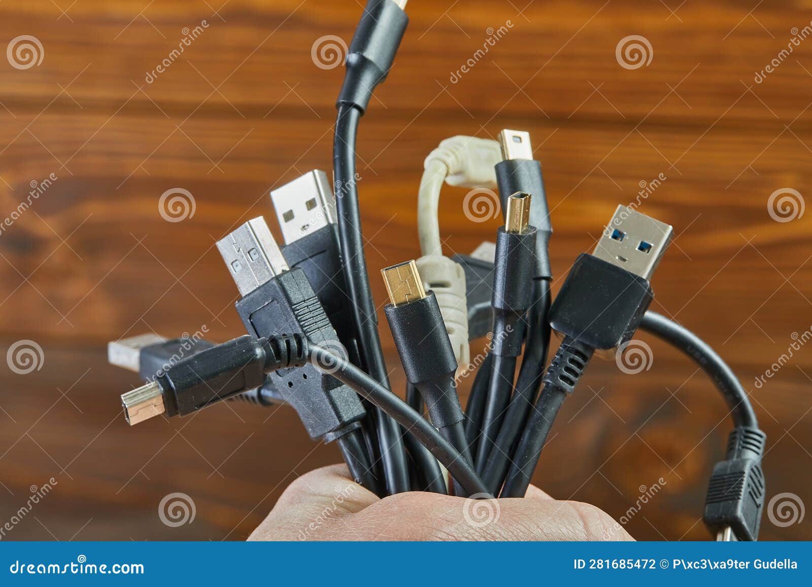 Usb cables in a bunch stock photo. Image of object, hardware - 281685472