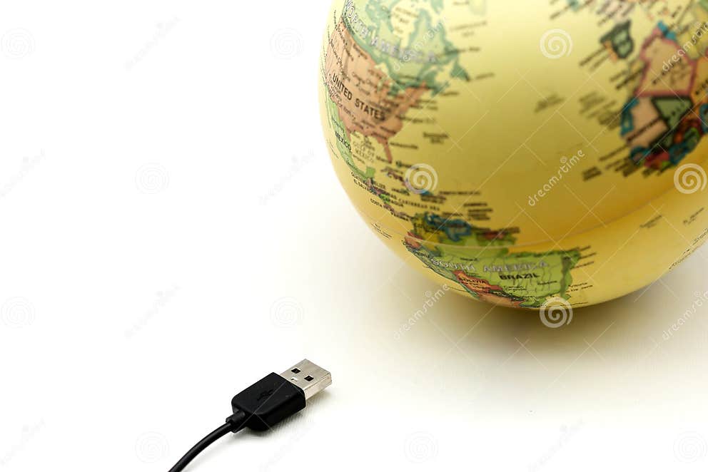 USB Cables with Globe World Map,connected To the Globe Concept. Stock ...
