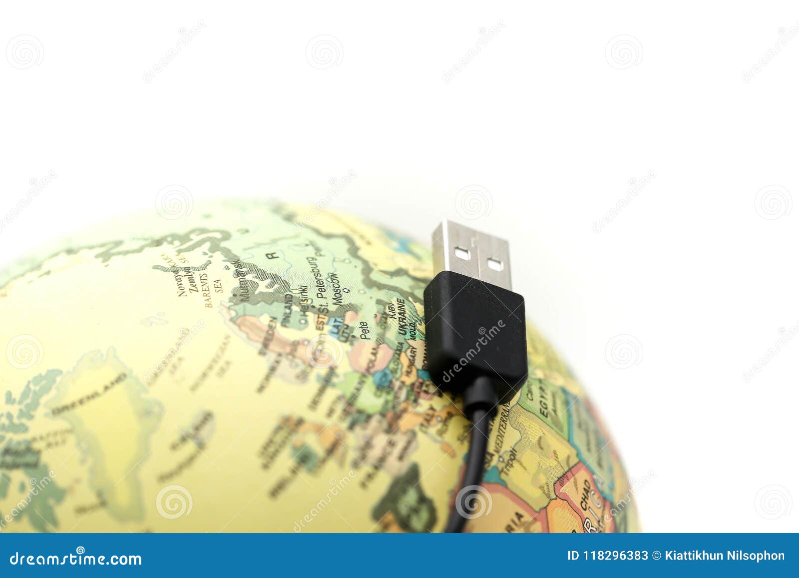 USB Cables with Globe World Map,connected To the Globe Concept. Stock ...