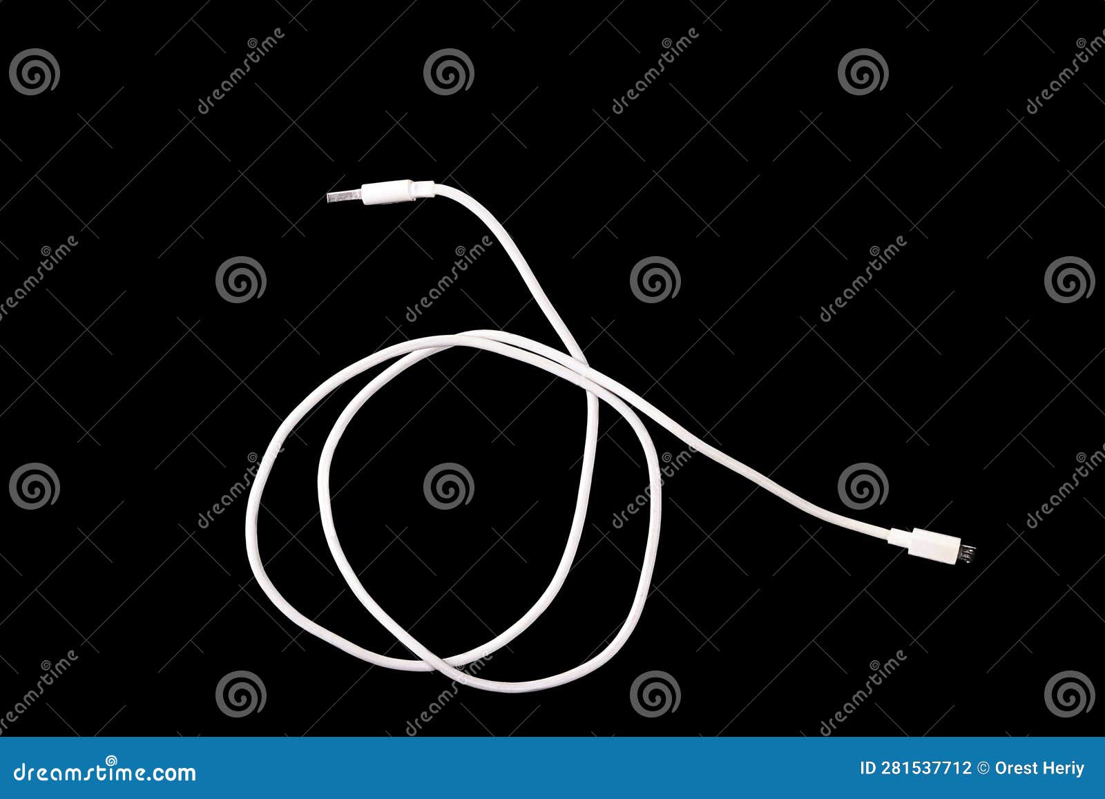 Usb Cables Micro Isolated, White on Black Stock Photo - Image of cord ...