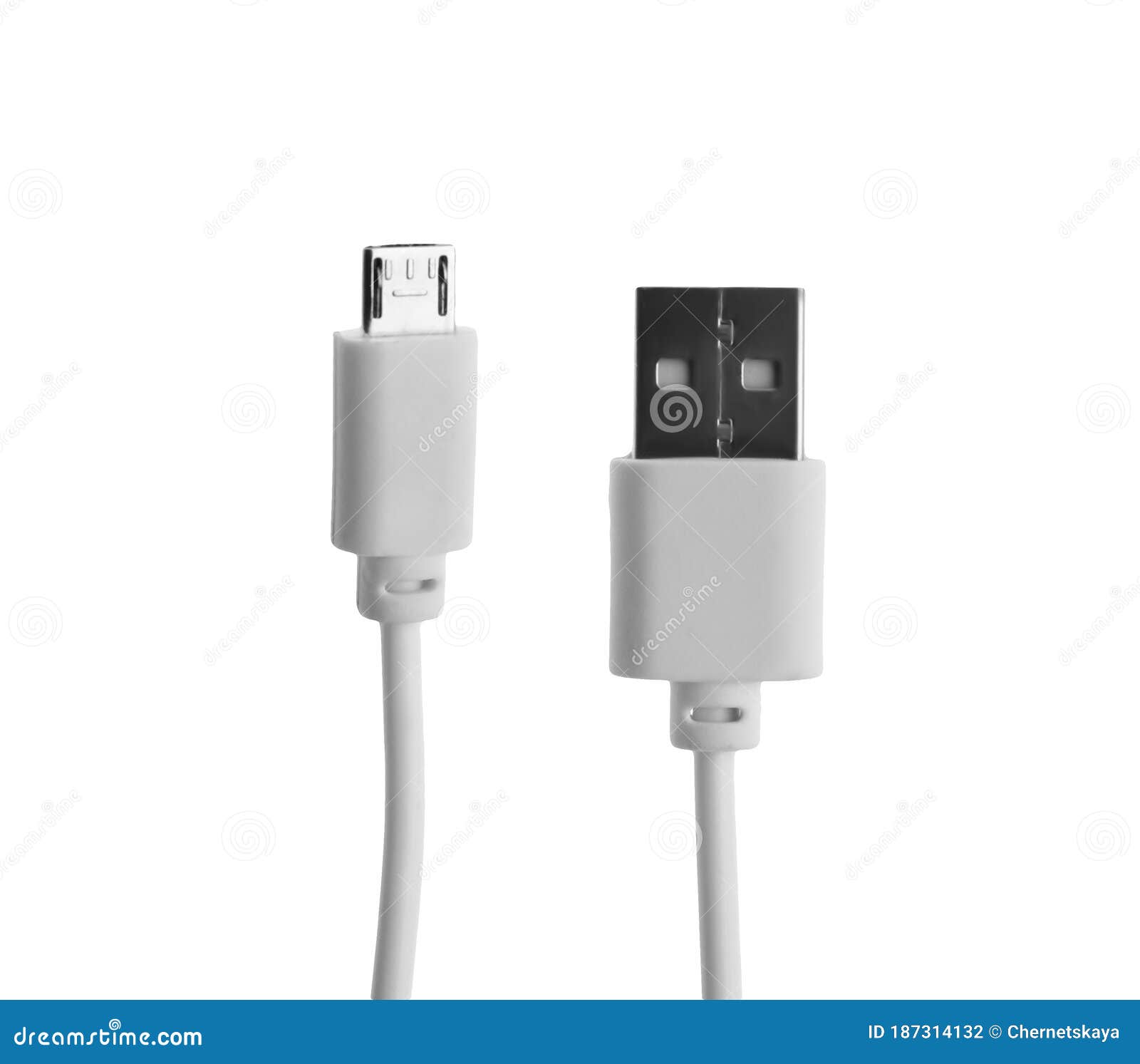 USB Charge Cable Isolated, Top View. Modern Technology Stock Photo ...