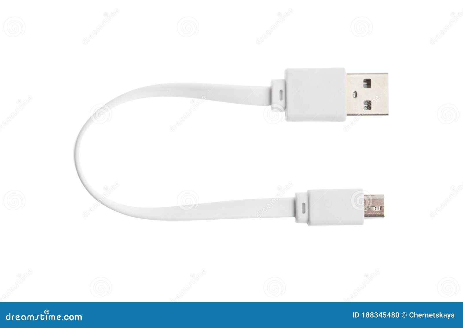 USB Charge Cable Isolated, Top View. Modern Technology Stock Photo ...