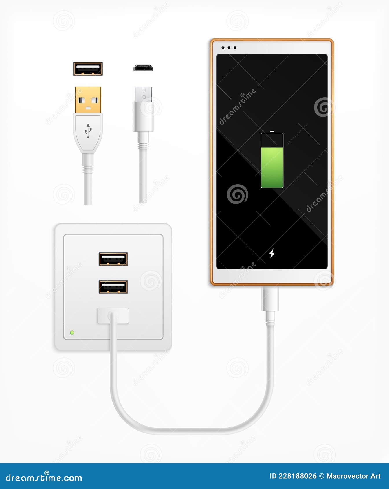 USB Charge Realistic Composition Stock Vector - Illustration of icons ...
