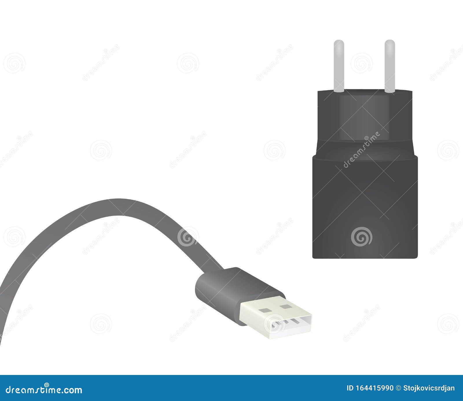 USB charger with cable stock vector. Illustration of cell - 164415990