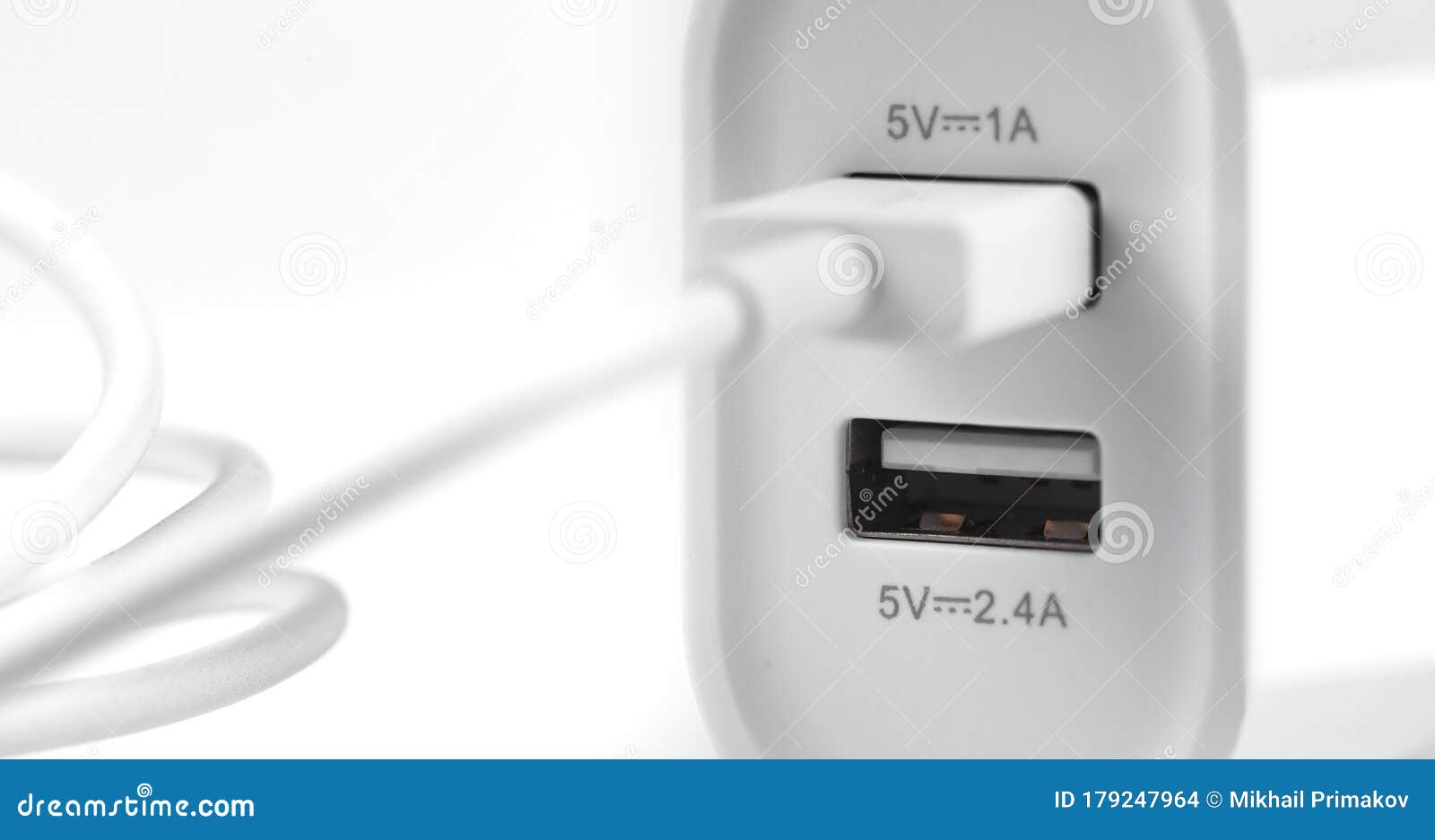 USB Charger Connector Cable Input and USB 5V 1A and 5V 2.4A Ports on ...