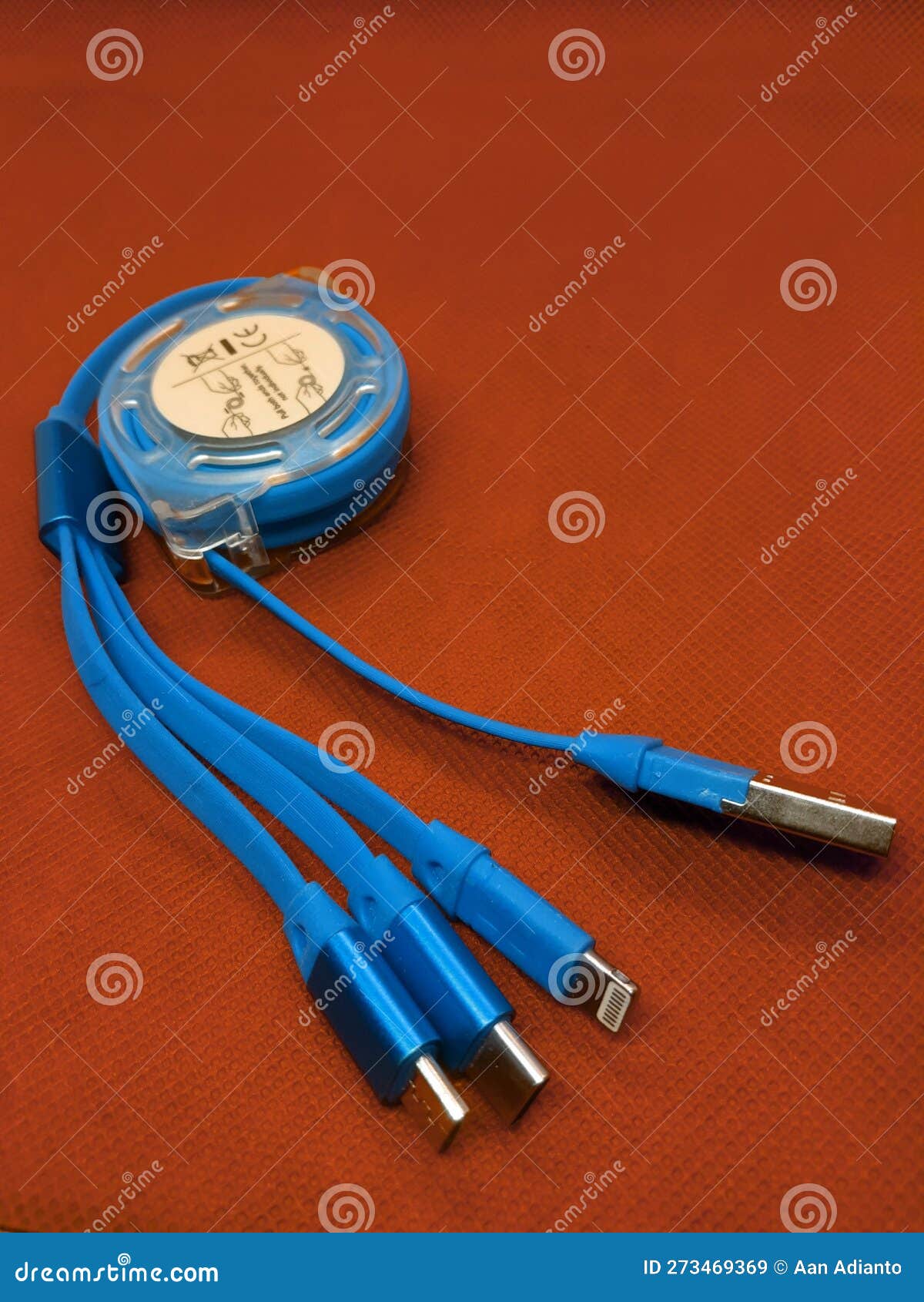 Usb Charging Cable with Three Types of Plug Models Stock Image - Image ...