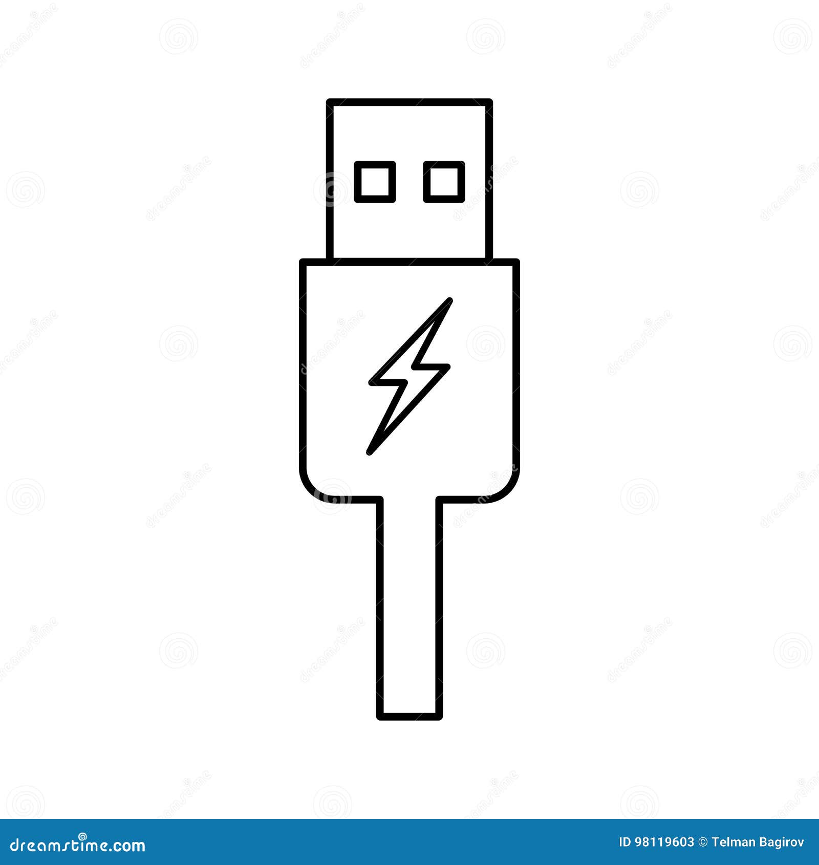 Usb Charging Plug Icon on White Background Stock Illustration ...