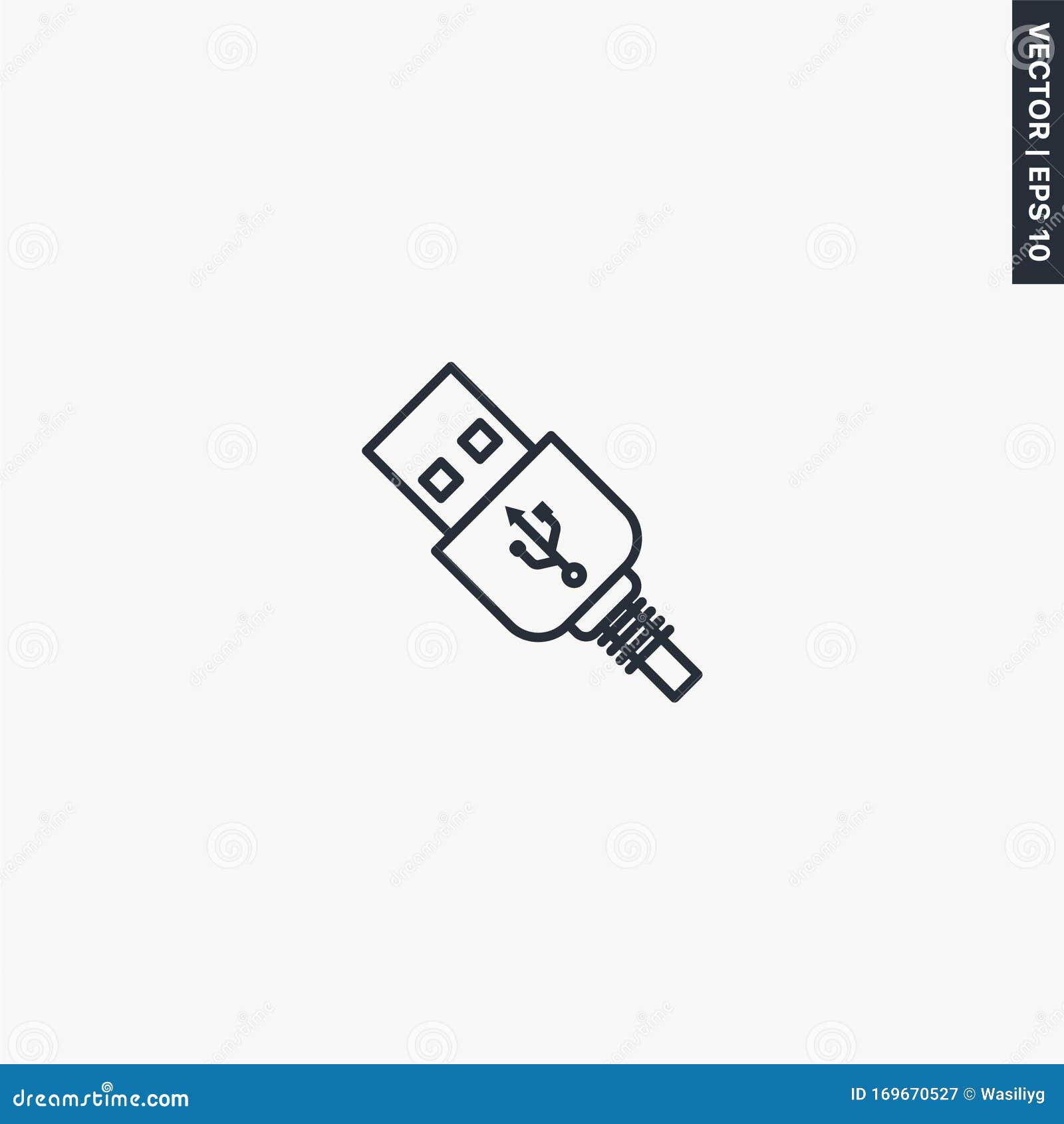 Usb Charging Plug, Linear Style Sign for Mobile Concept and Web Design ...