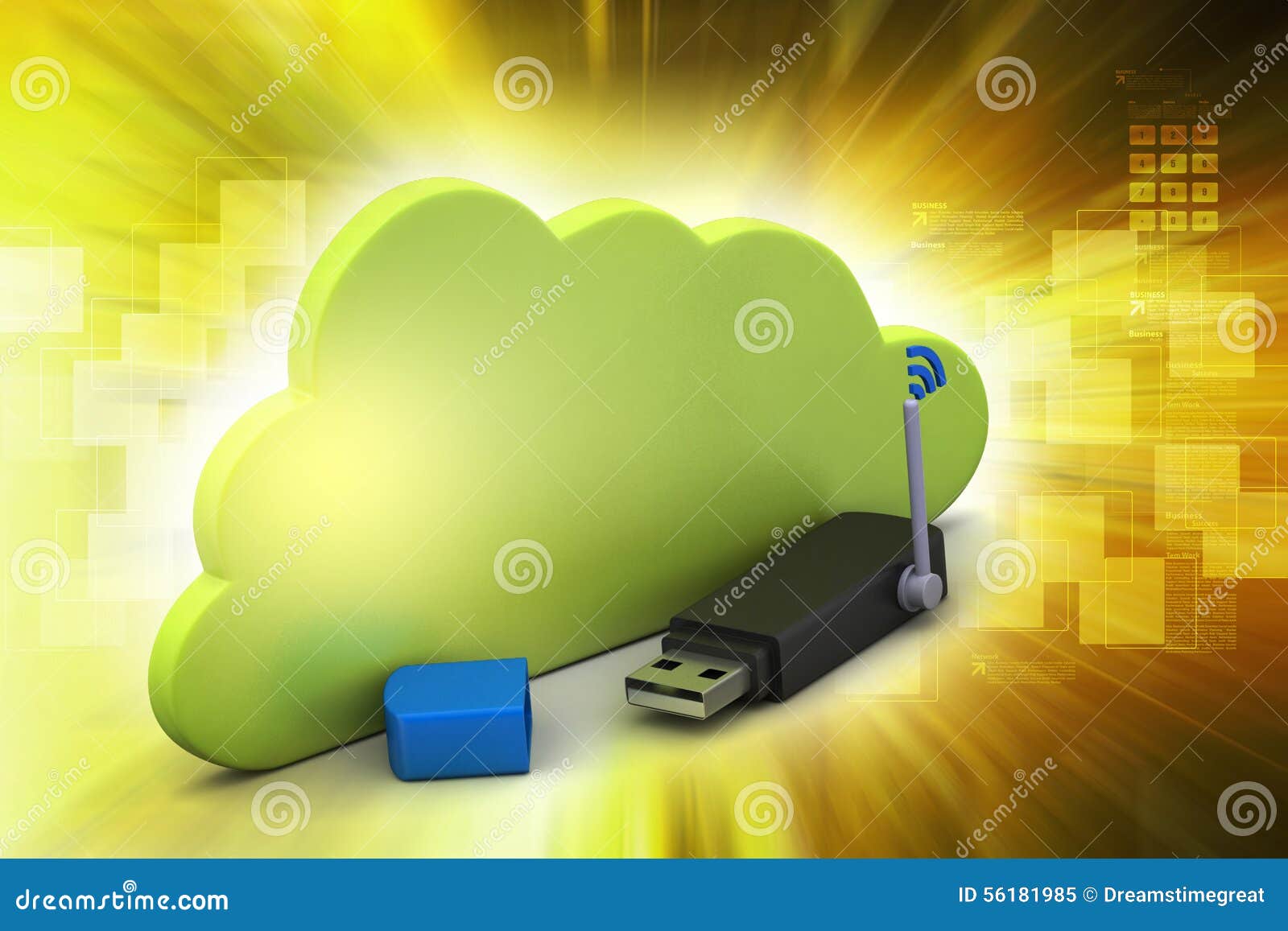 Usb and Cloud with Internet Connection Stock Illustration ...