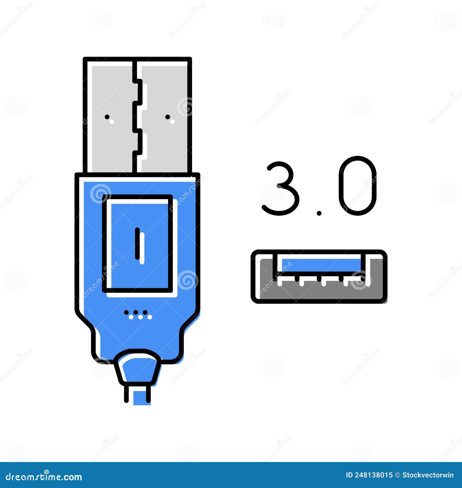 Usb 3.0 Color Icon Vector Illustration Stock Vector - Illustration of ...