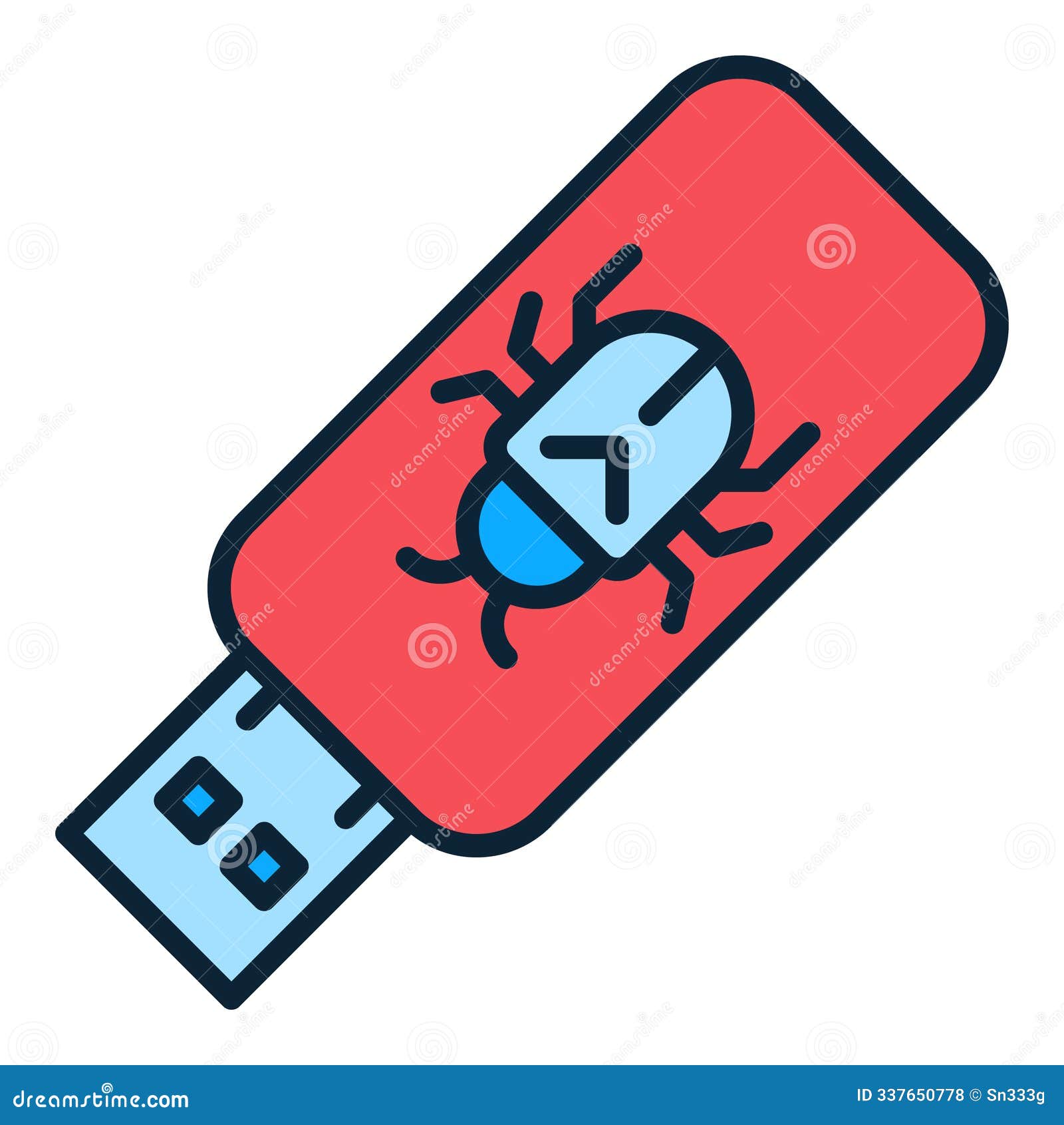 USB with Computer Virus Vector Portable Device Colored Icon or Design ...