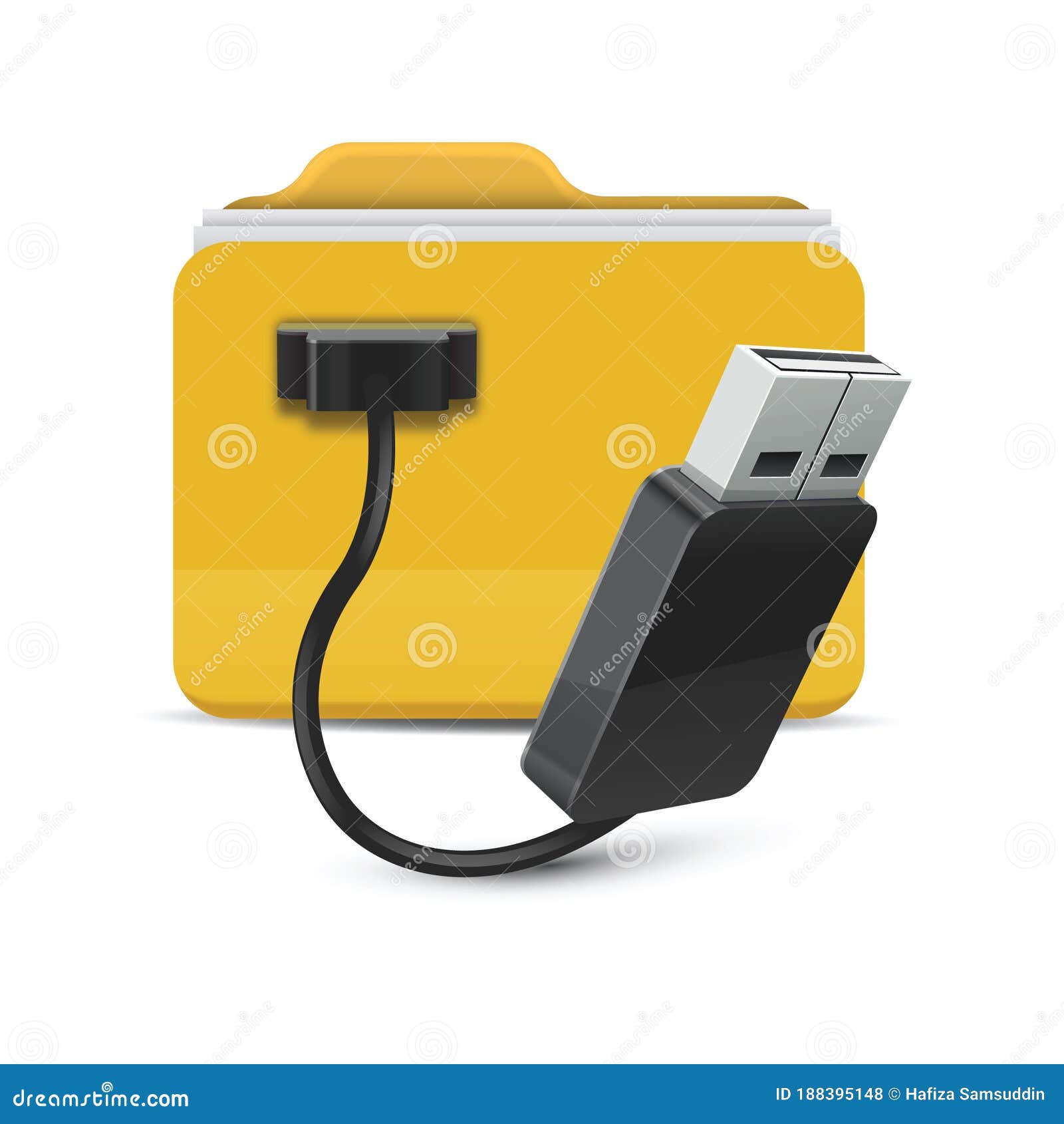 Usb Connected To File Folder. Vector Illustration Decorative Design ...