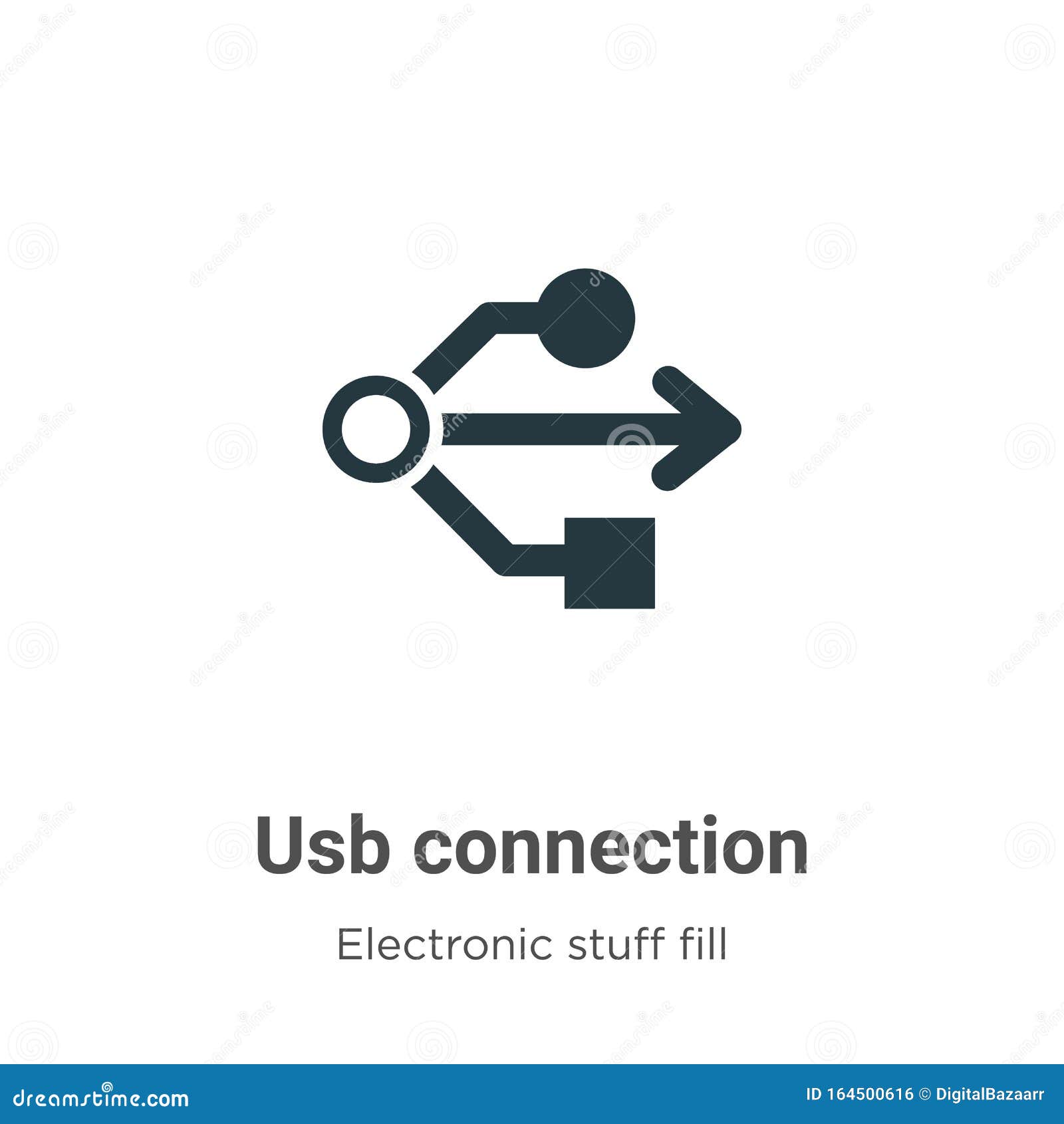 Usb Connection Vector Icon on White Background. Flat Vector Usb ...