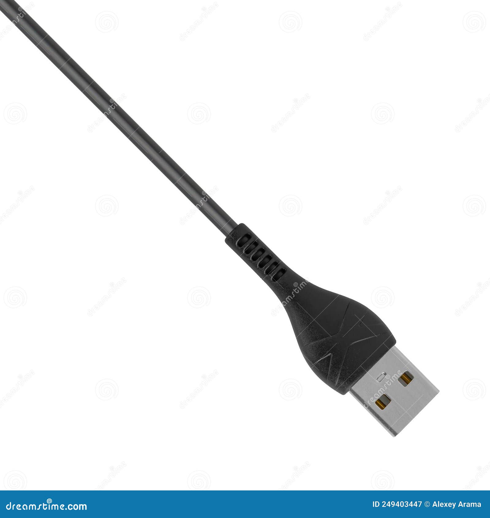 USB Connector with Cable, on a White Background, Top View Stock Image ...