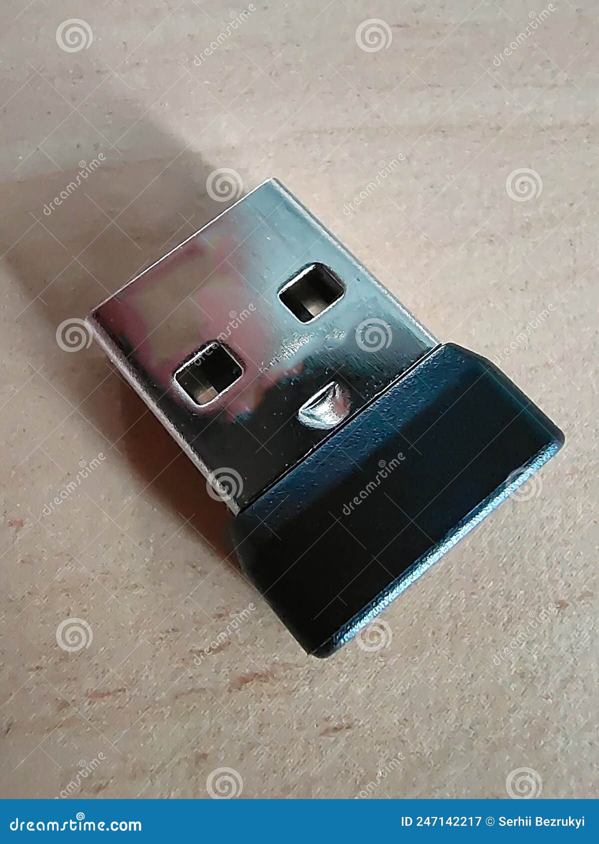 USB Connector for a Computer Mouse Close-up on a Wooden Surface Stock ...