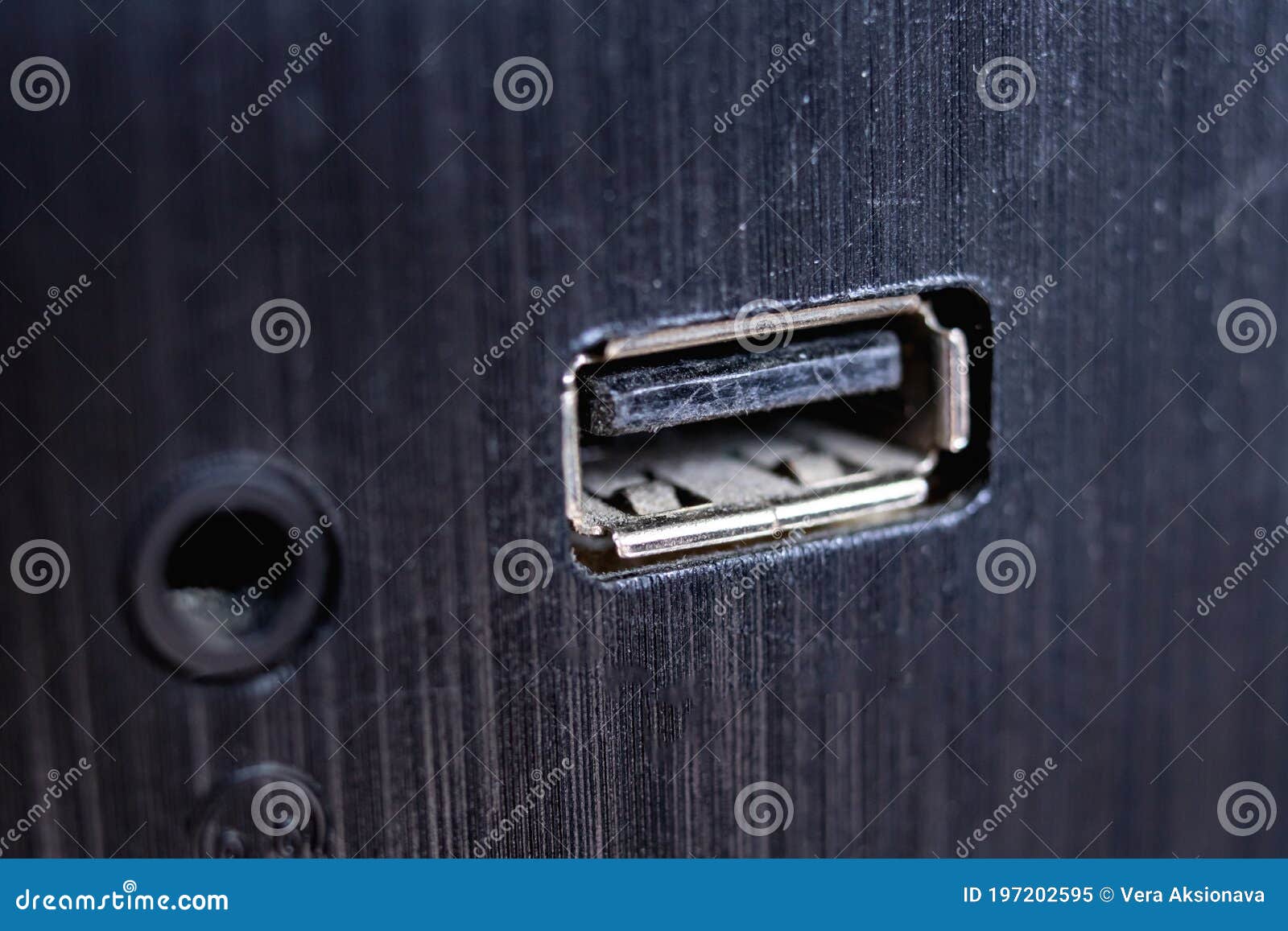 USB Connector on the Computer Panel Closeup Stock Image - Image of ...