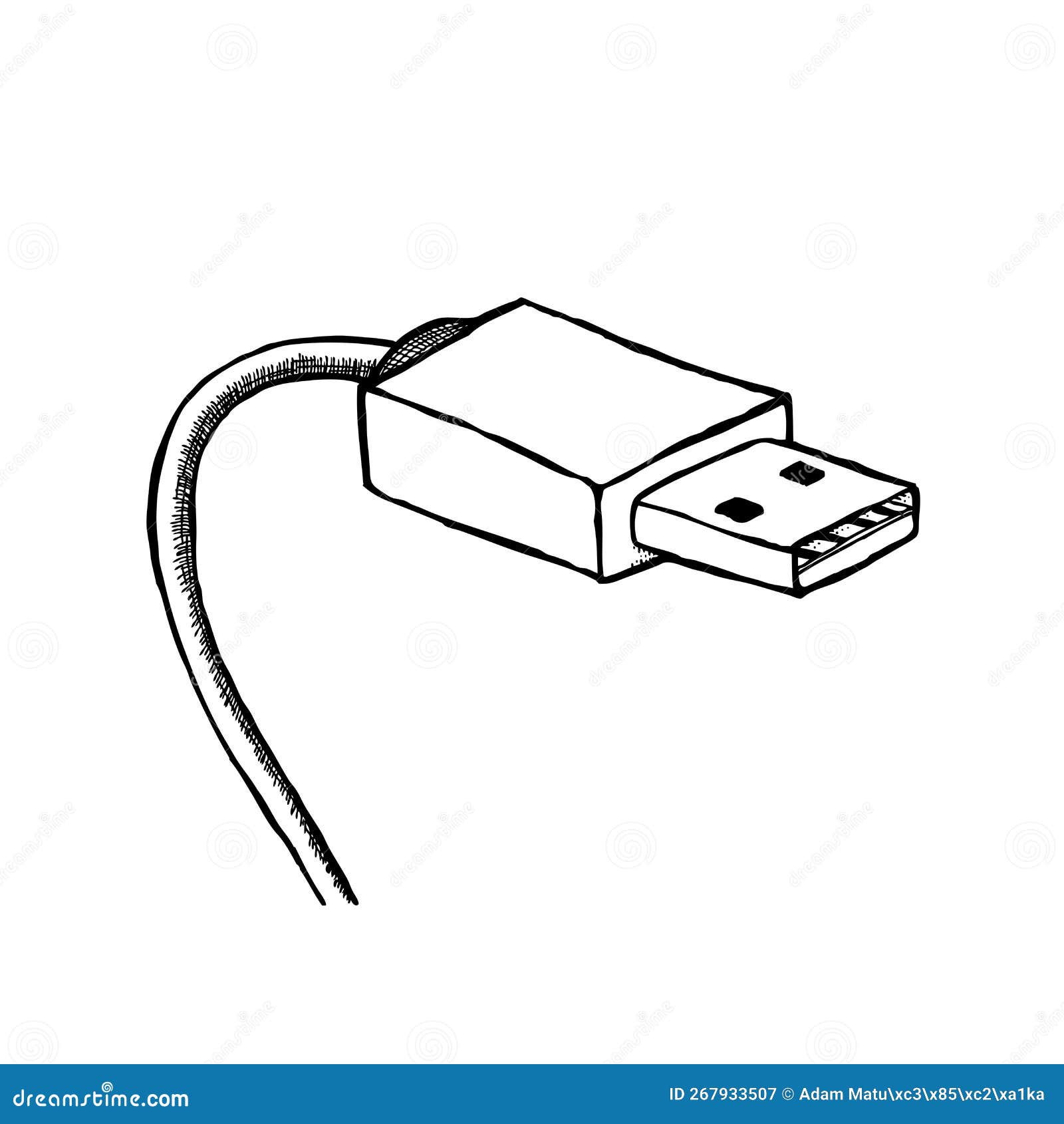 Usb Connector, Hand Drawn, Vector Stock Vector - Illustration of ...