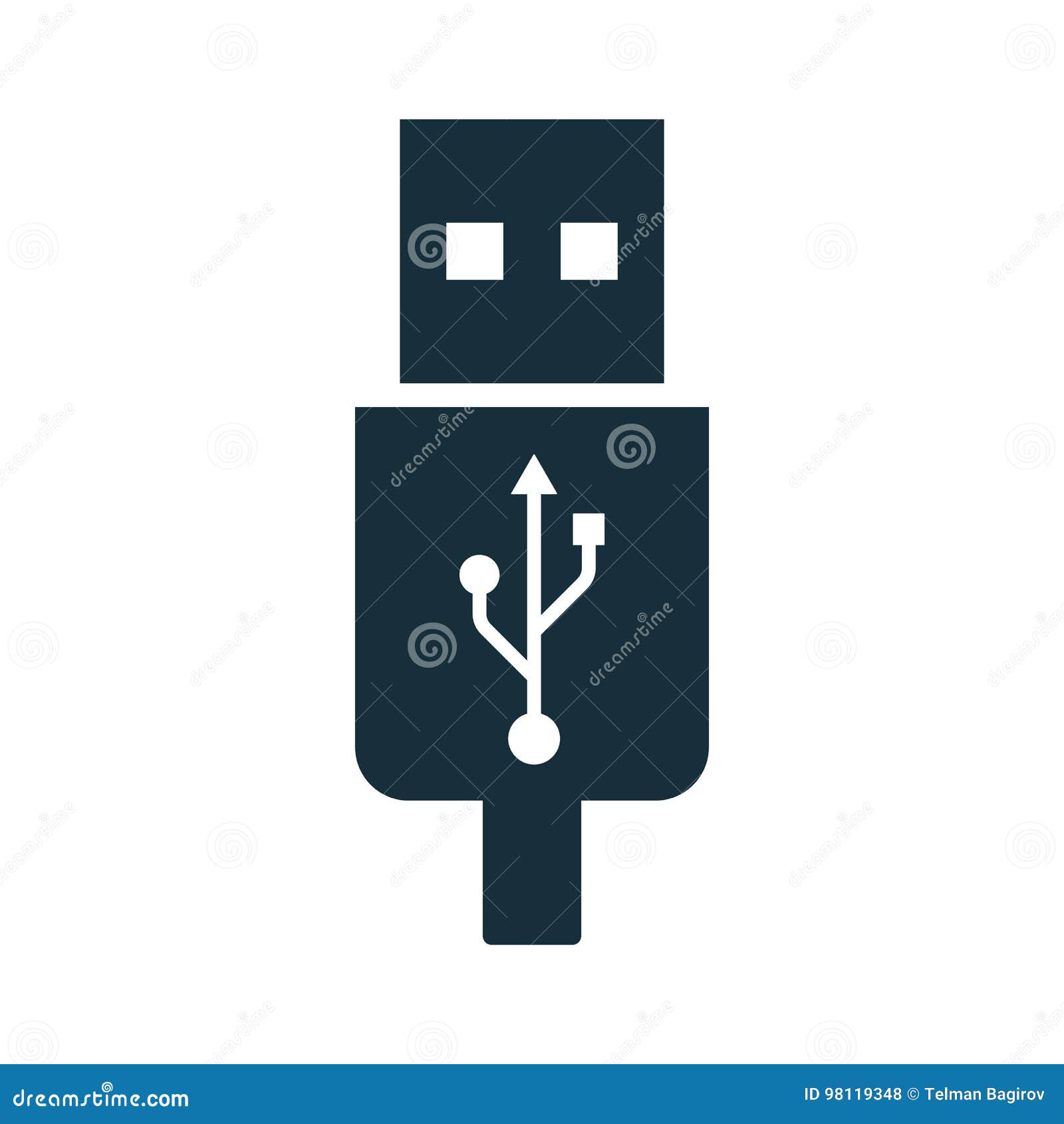 Usb connector icon stock illustration. Illustration of supply - 98119348