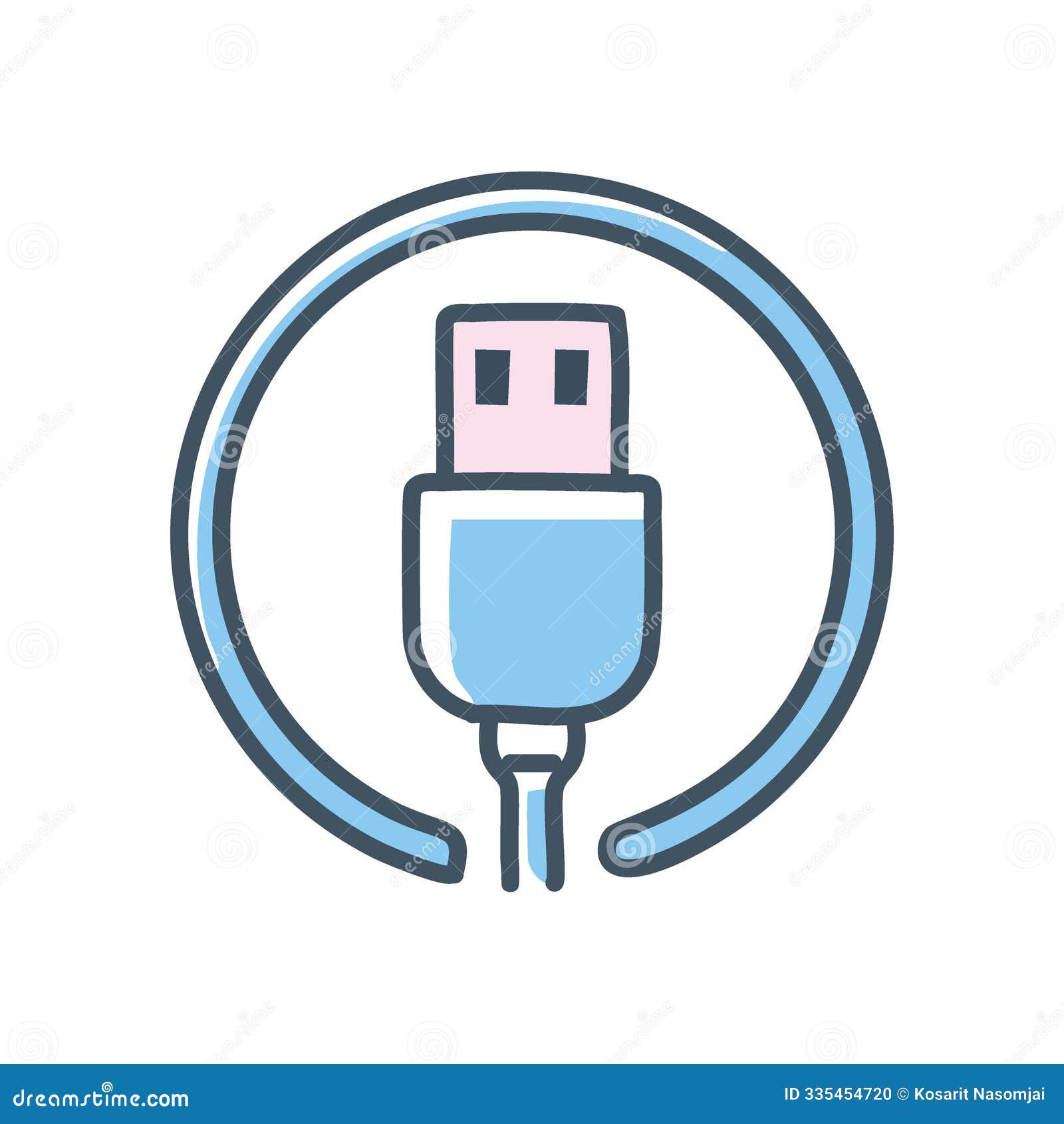 Usb Connector Icon. Cartoon Style Icon of a USB Connector, Symbolizing ...