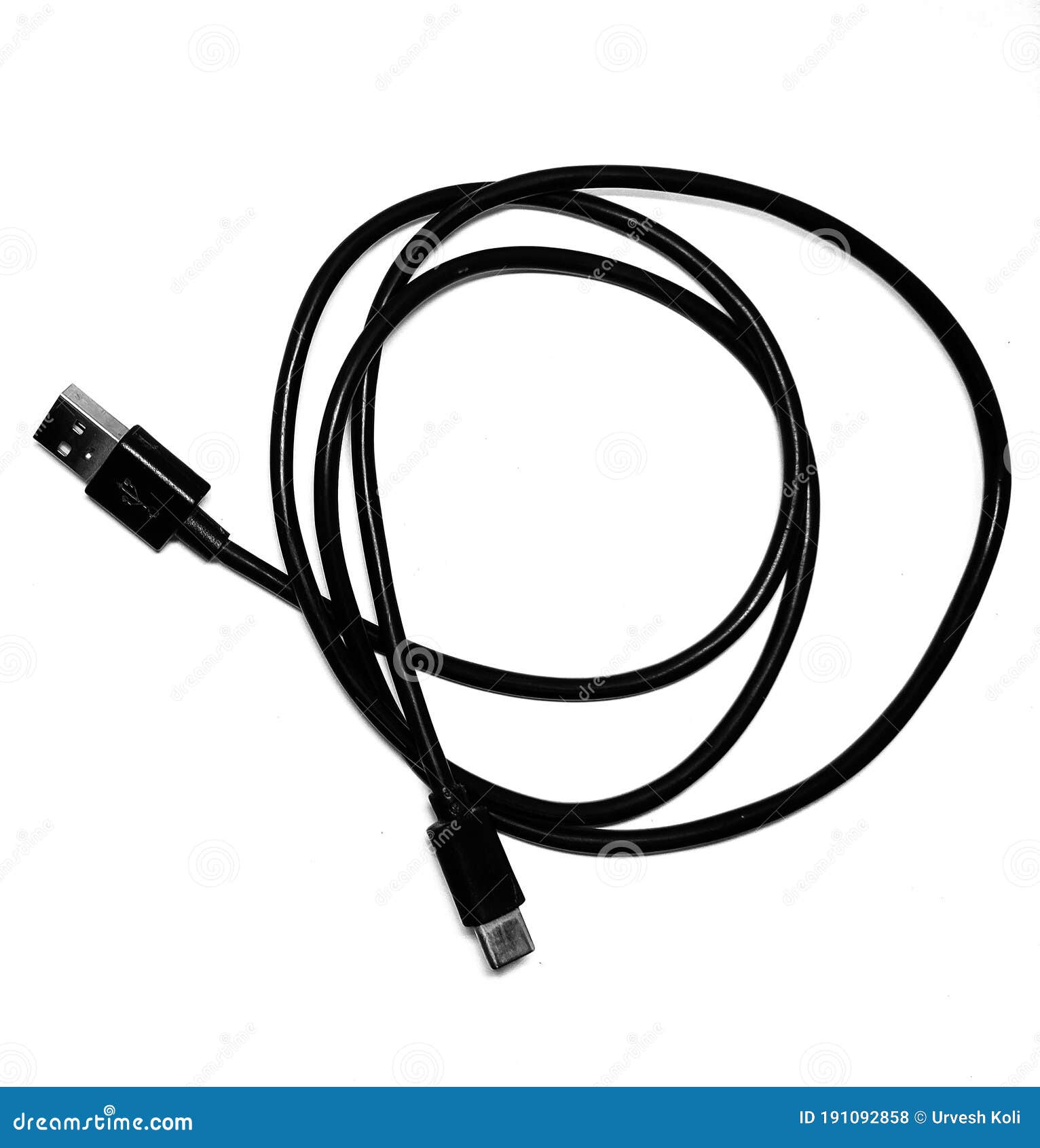 USB Data Cable on White Background Stock Photo - Image of background ...